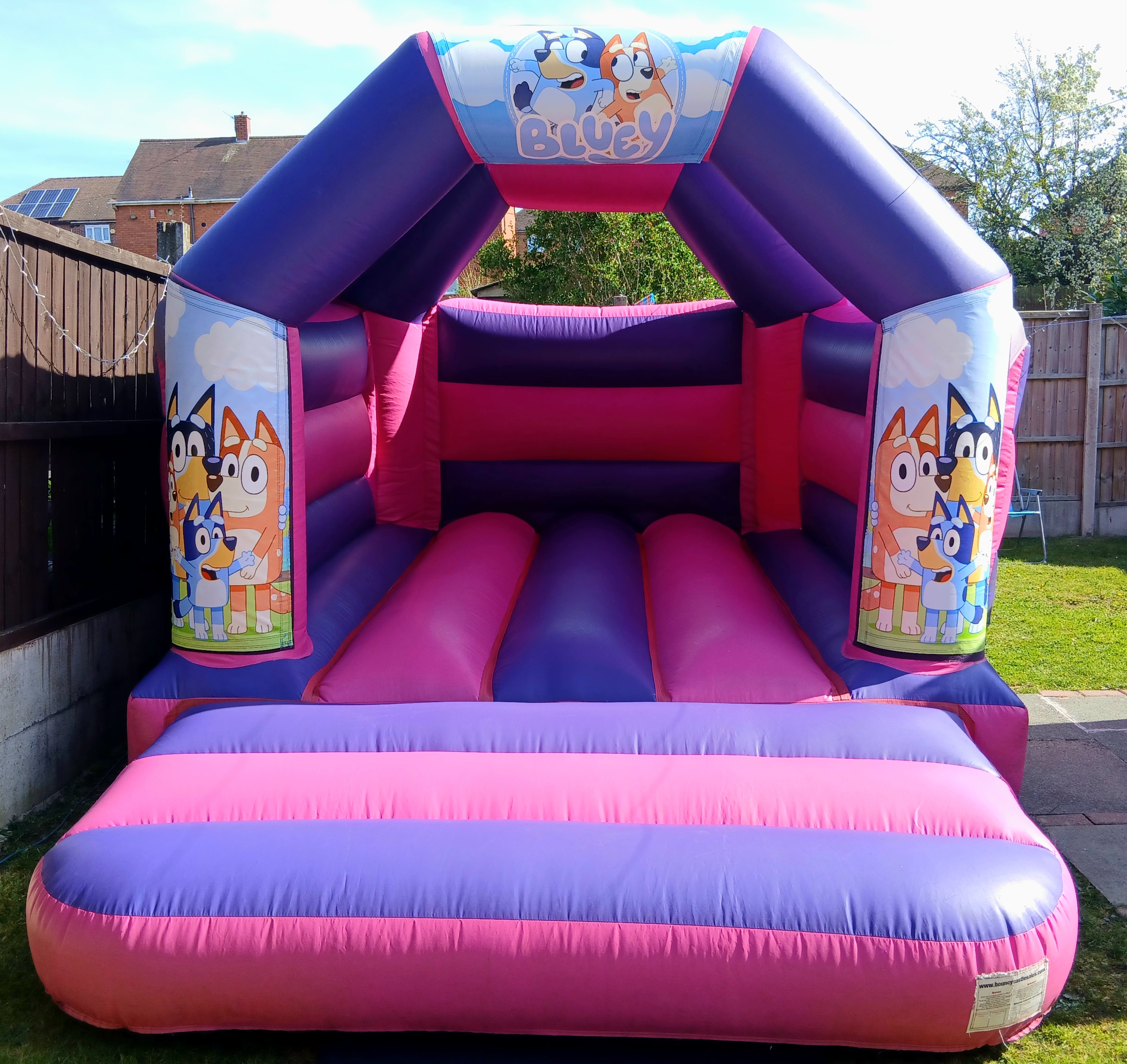 Purple and Pink castle with bluey Artwork - Hire in Stoke On Trent | DM ...