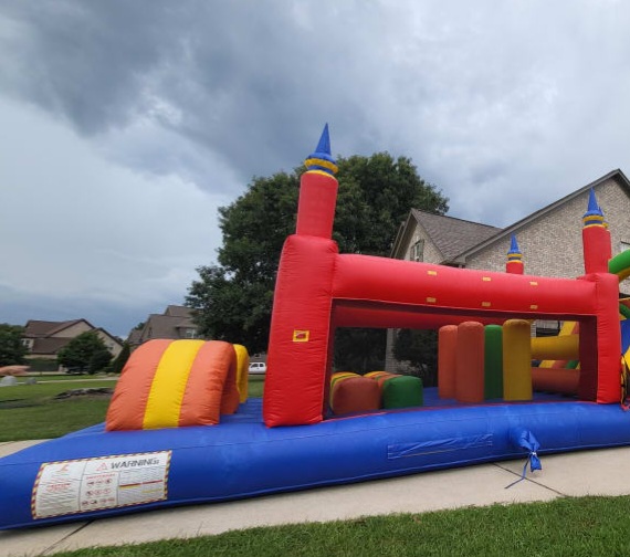 Colorful Castle Obstacle Course(w/o slide) - Rent in NC | Bounce Town