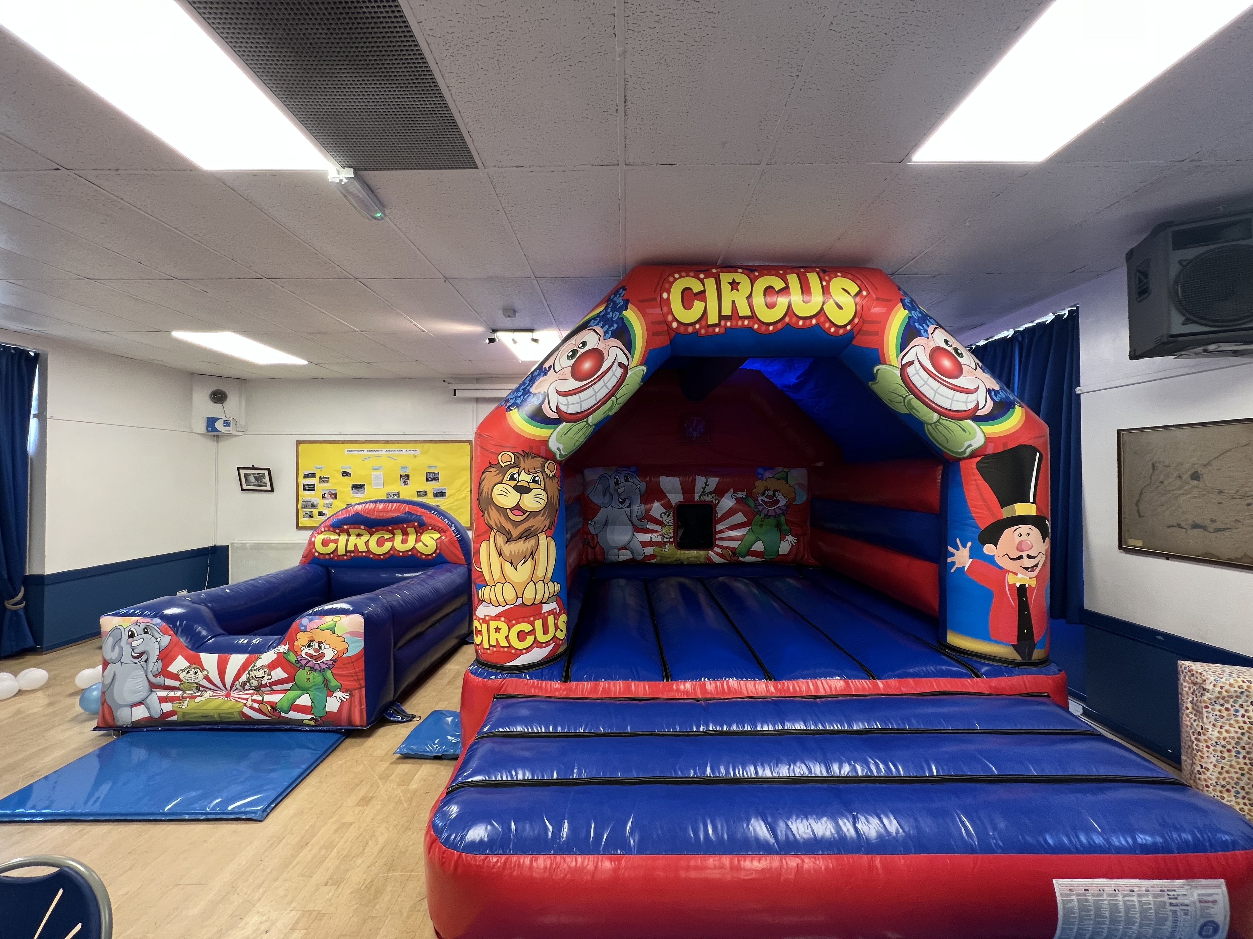 Circus Themed Bouncy Castle Matching Ball Pool Hire Leeds