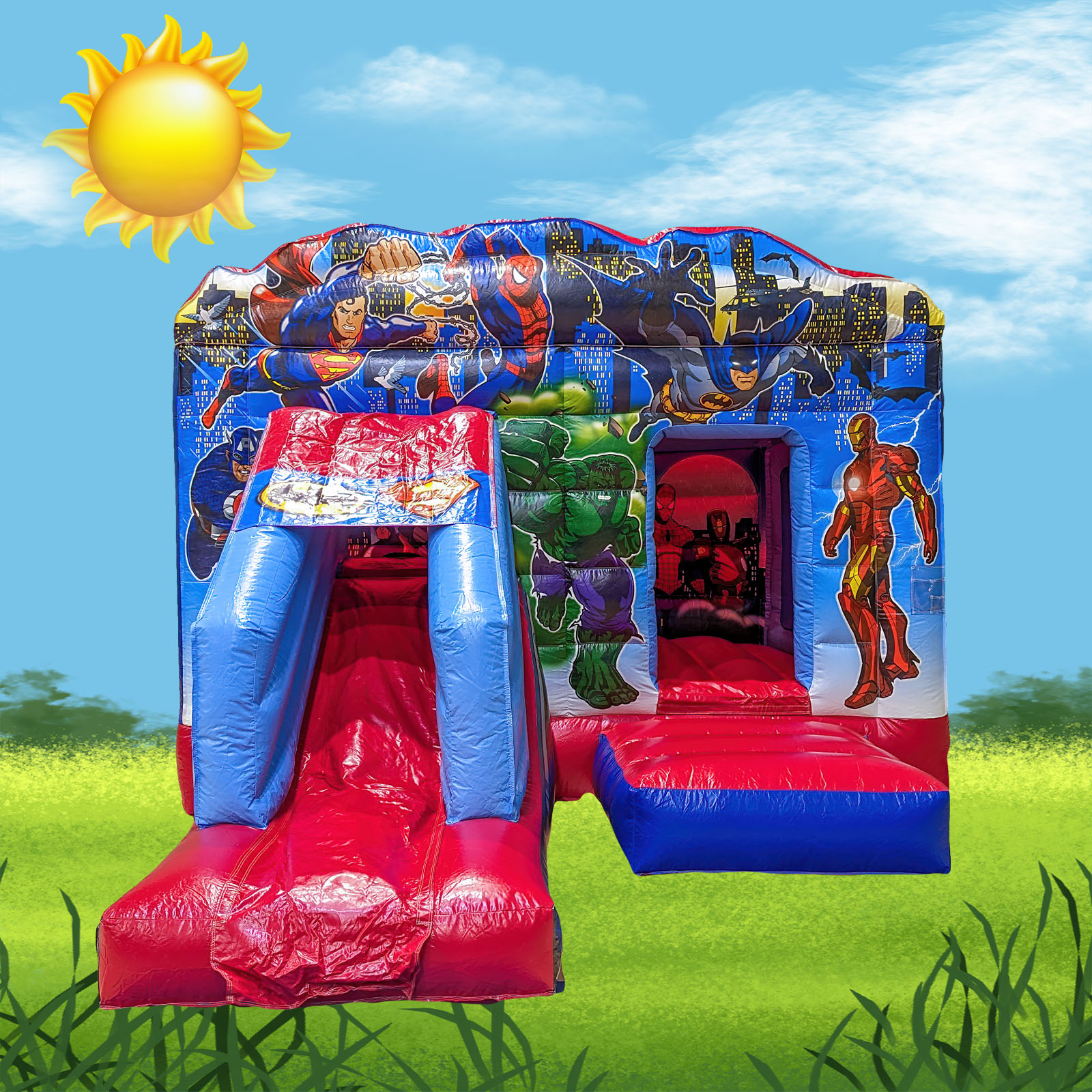 Superhero Bouncy Castle Hire | Inflatable Superheroes Fun!
