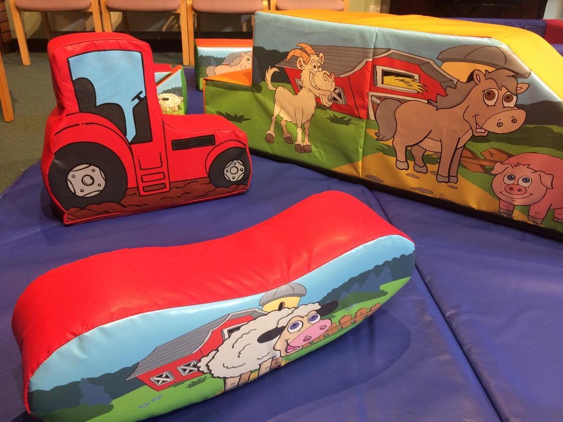 Farm Themed Soft Play, Ball Pit, Blue Soft Play Mat, + Slide and ...