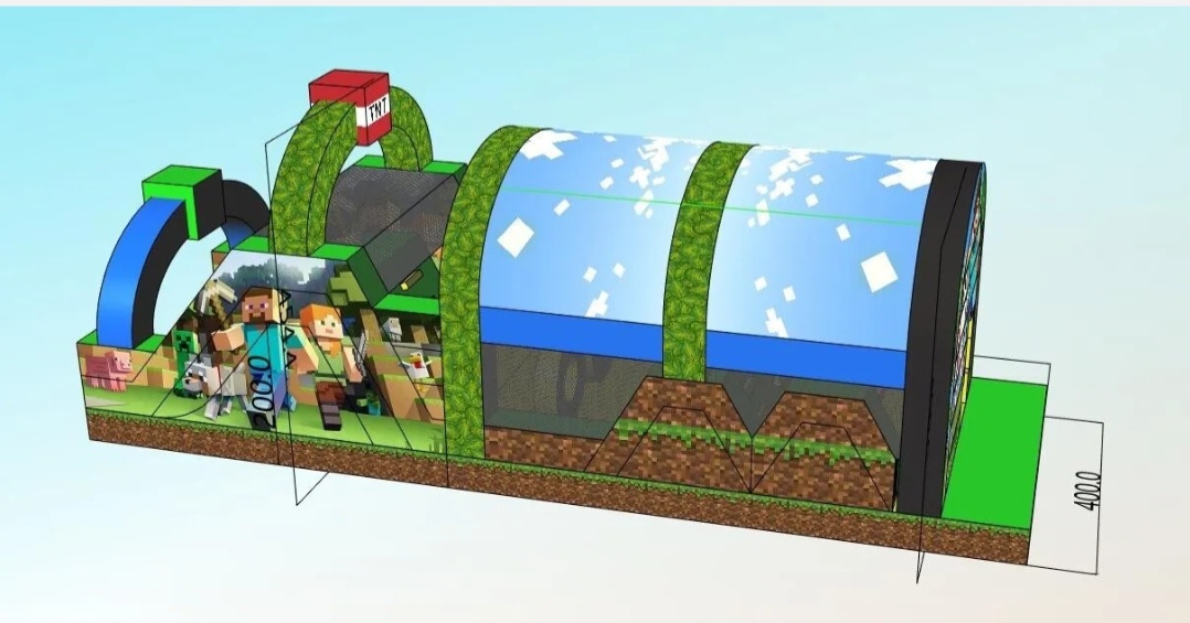 Inflatable Minecraft Obstacle course Jumping Castle Hire Melbourne