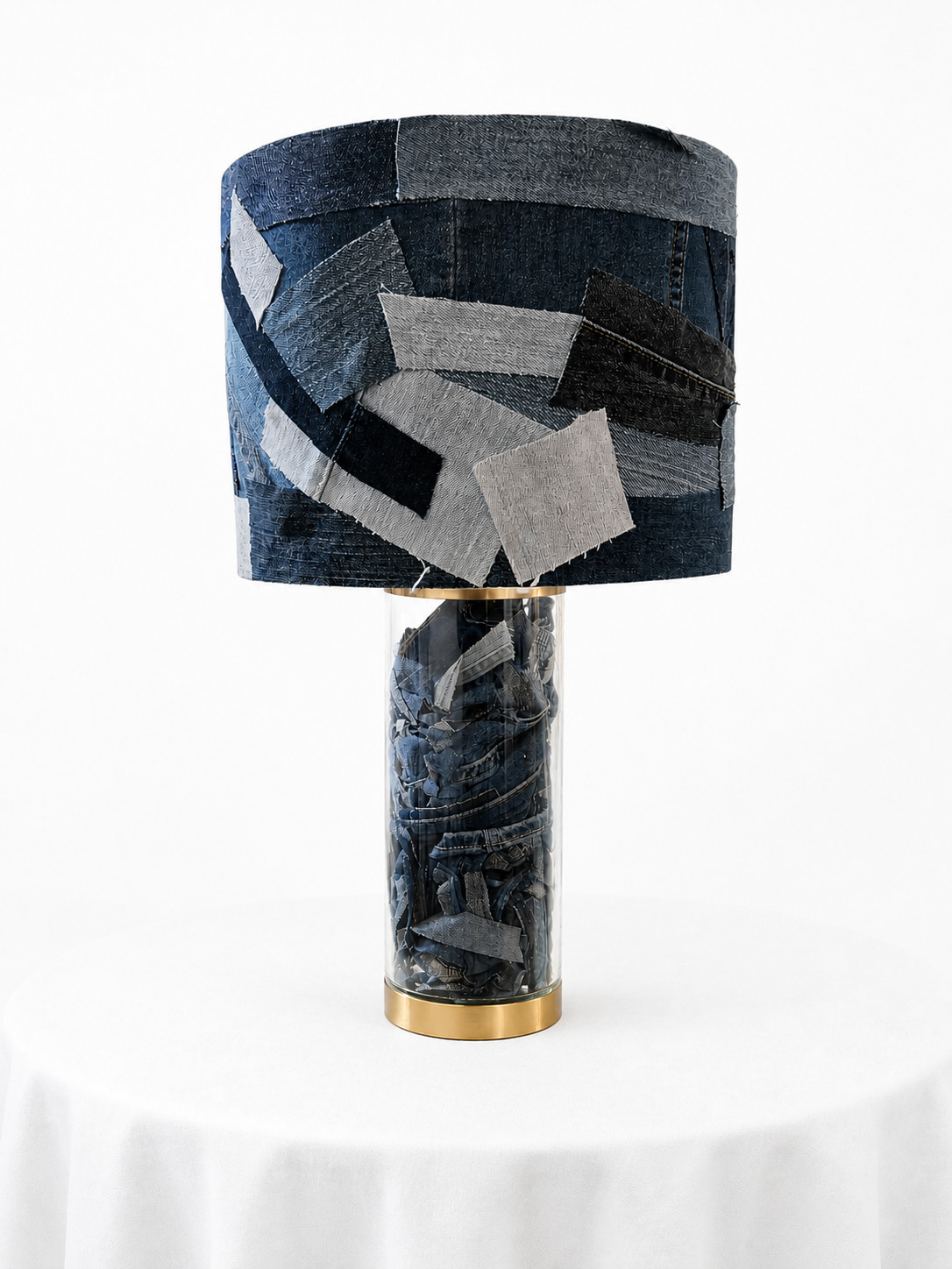23.6" GLASS DENIM LAMP - Event Hire in Bermuda | So-N-So Hires