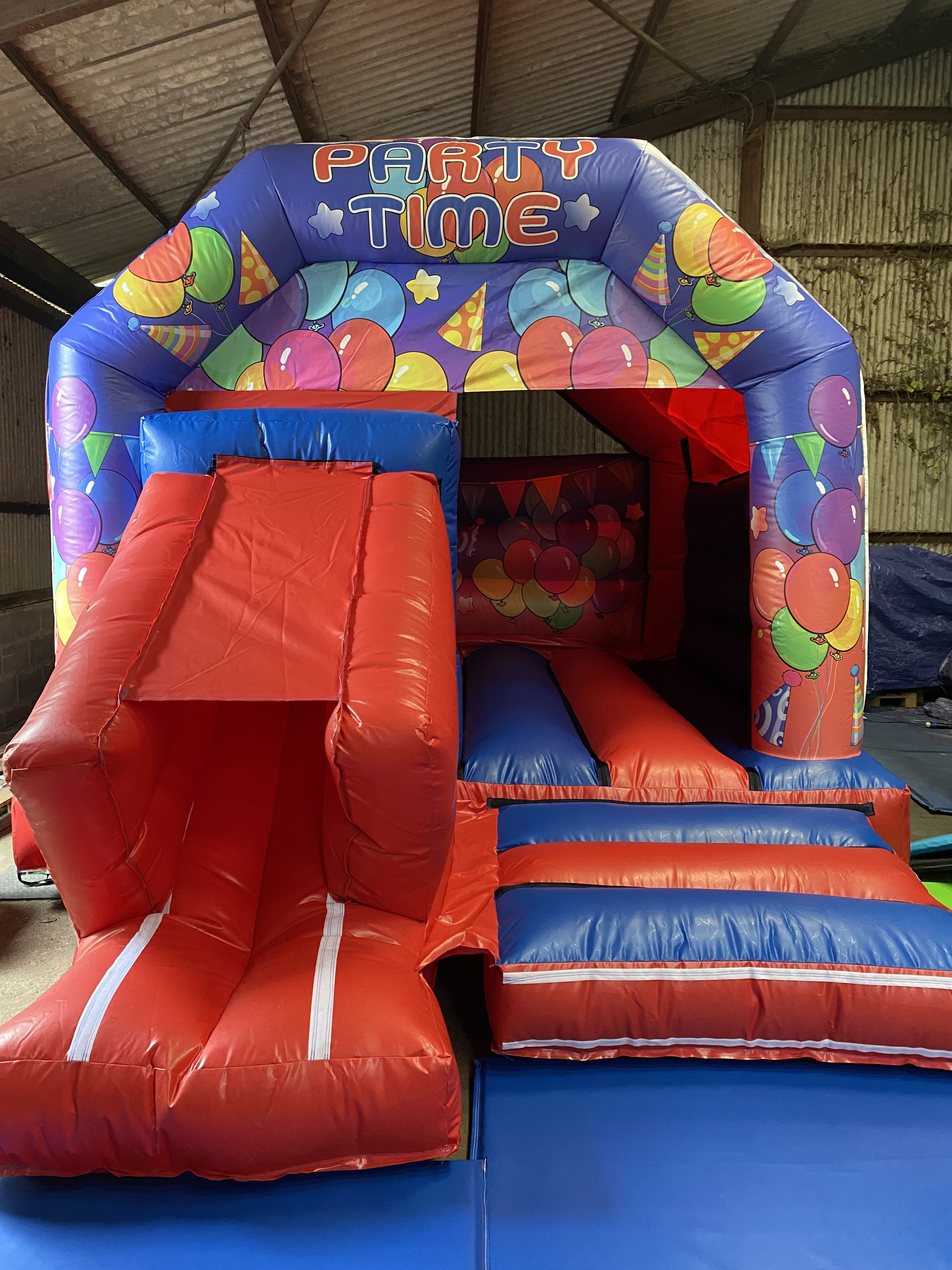 12ft x 18ft blue and red party time slide - Hire in Colchester, Ipswich ...