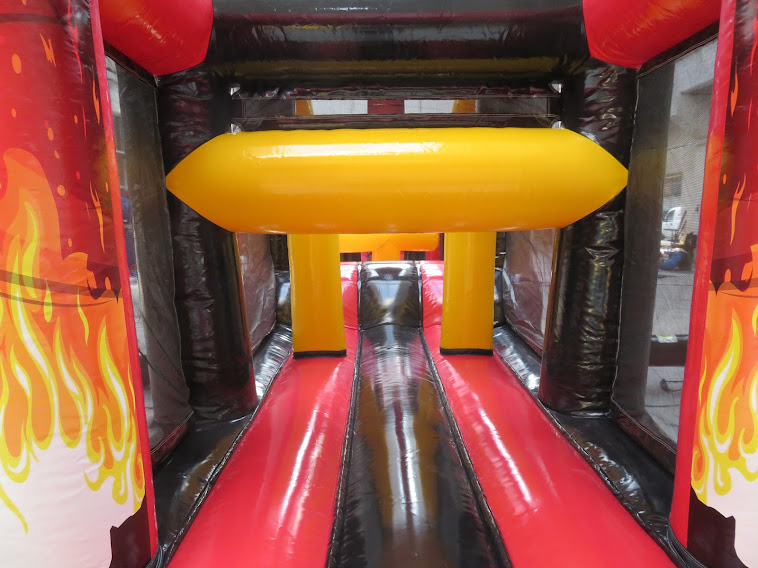 Assault Course Inflatable Burning Flames theme 60ft x 10ft - Bouncy ...