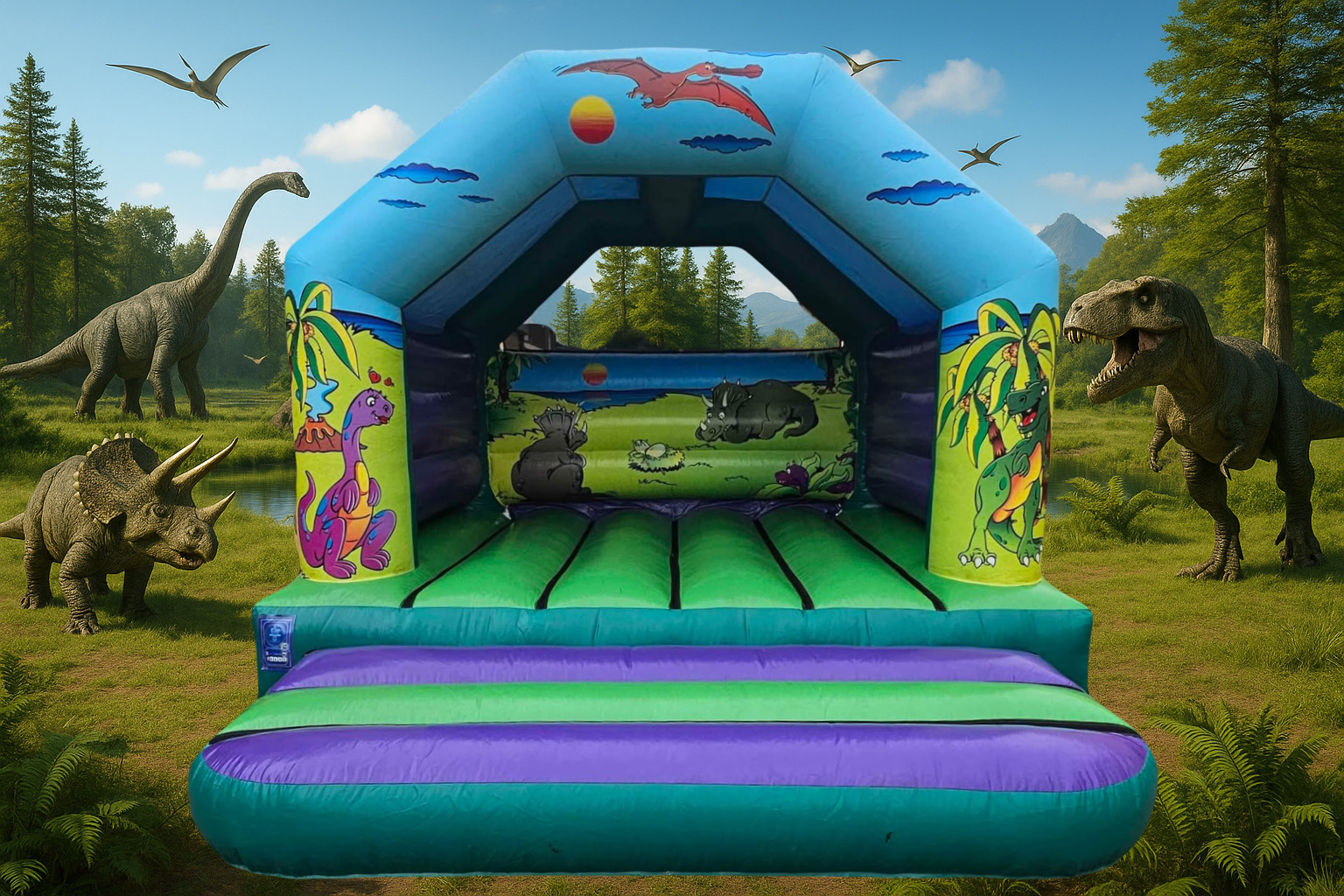 13ft x 13ft Dinosaur Bouncy Castle - Bouncy Castle Hire And Soft Play ...