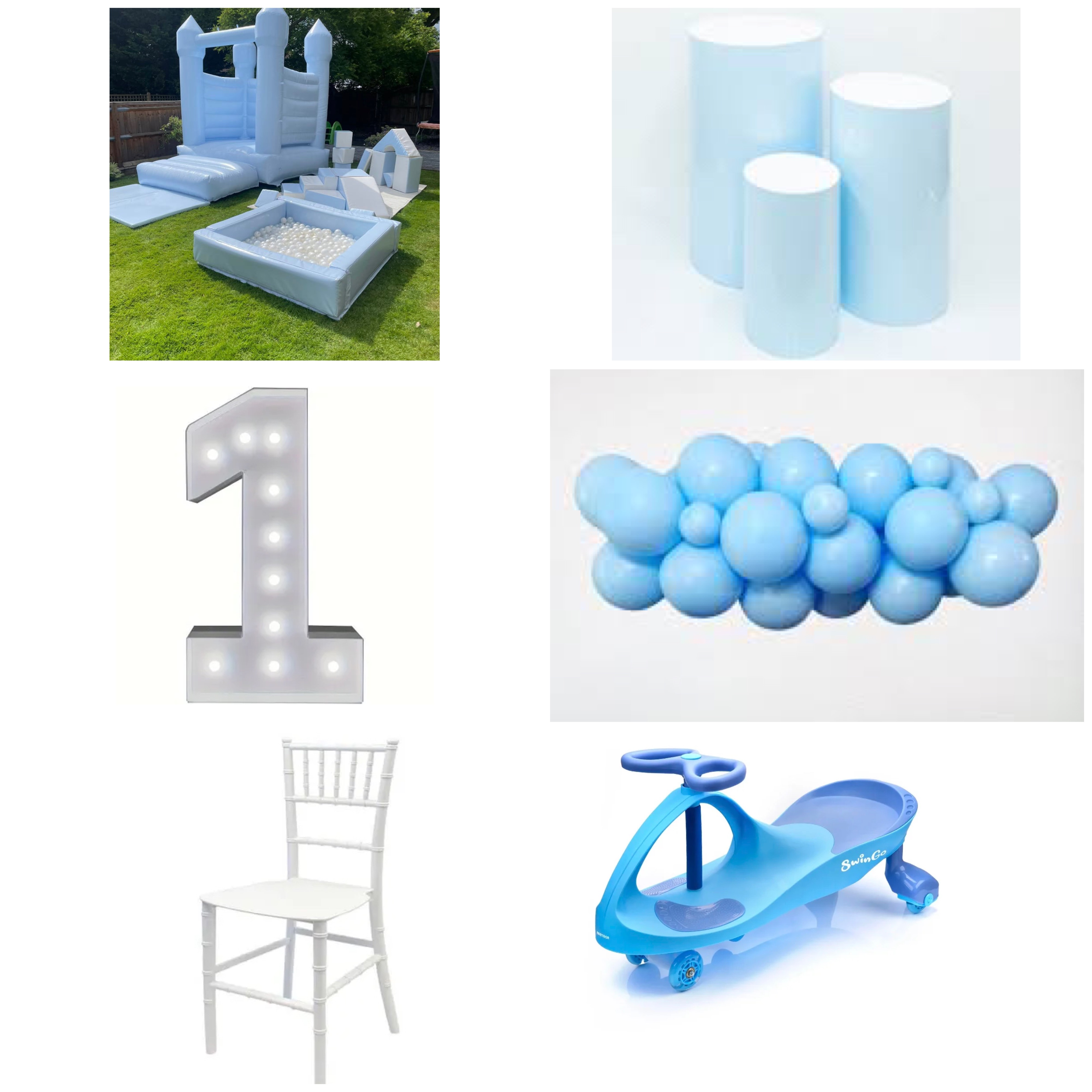 Pastel Blue Party Package with Balloon Garland | Kids’ Party Hire Kent