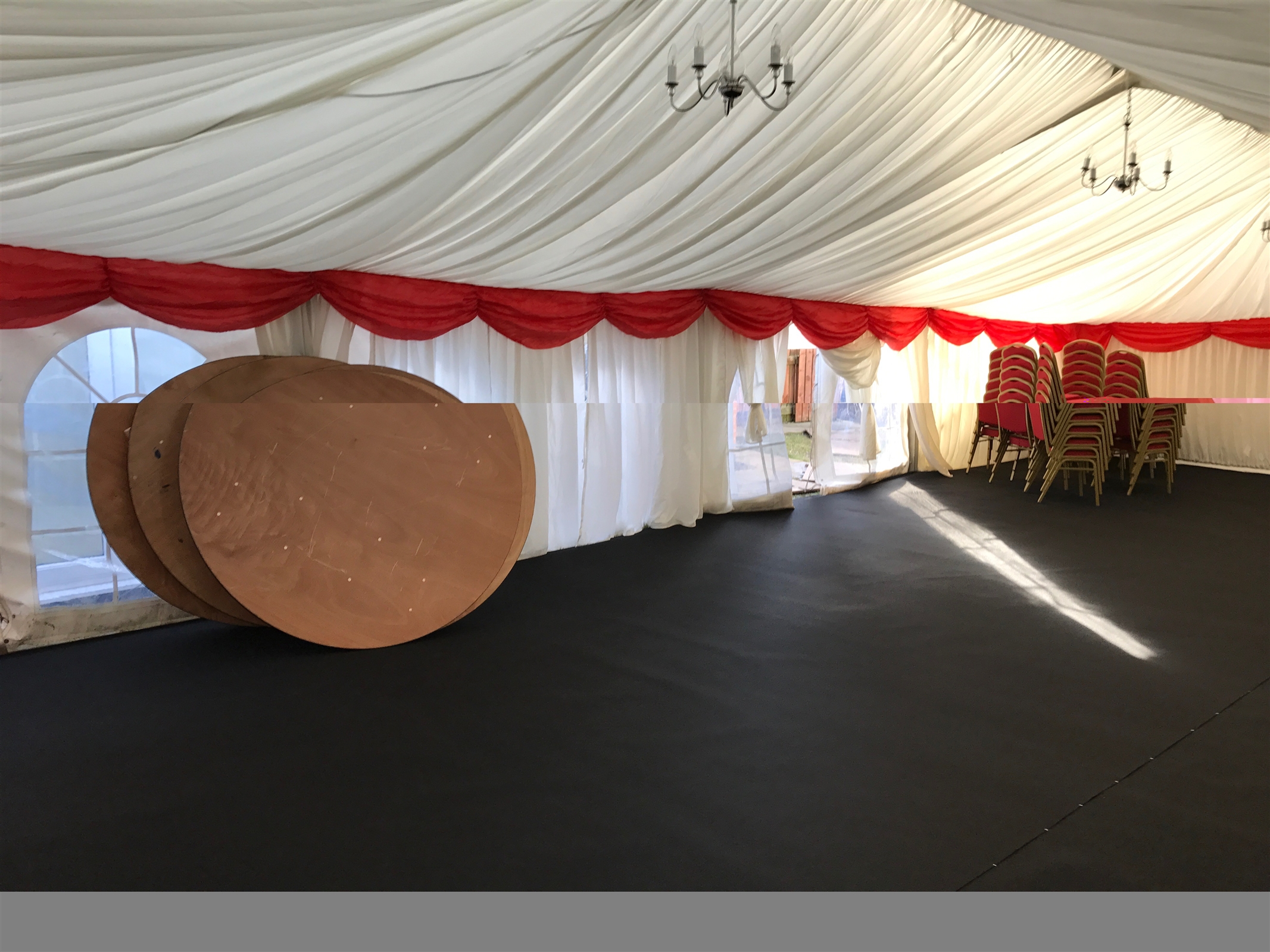 Round Wooden Table - Bouncy Castle Hire, Inflatables in Leeds ...