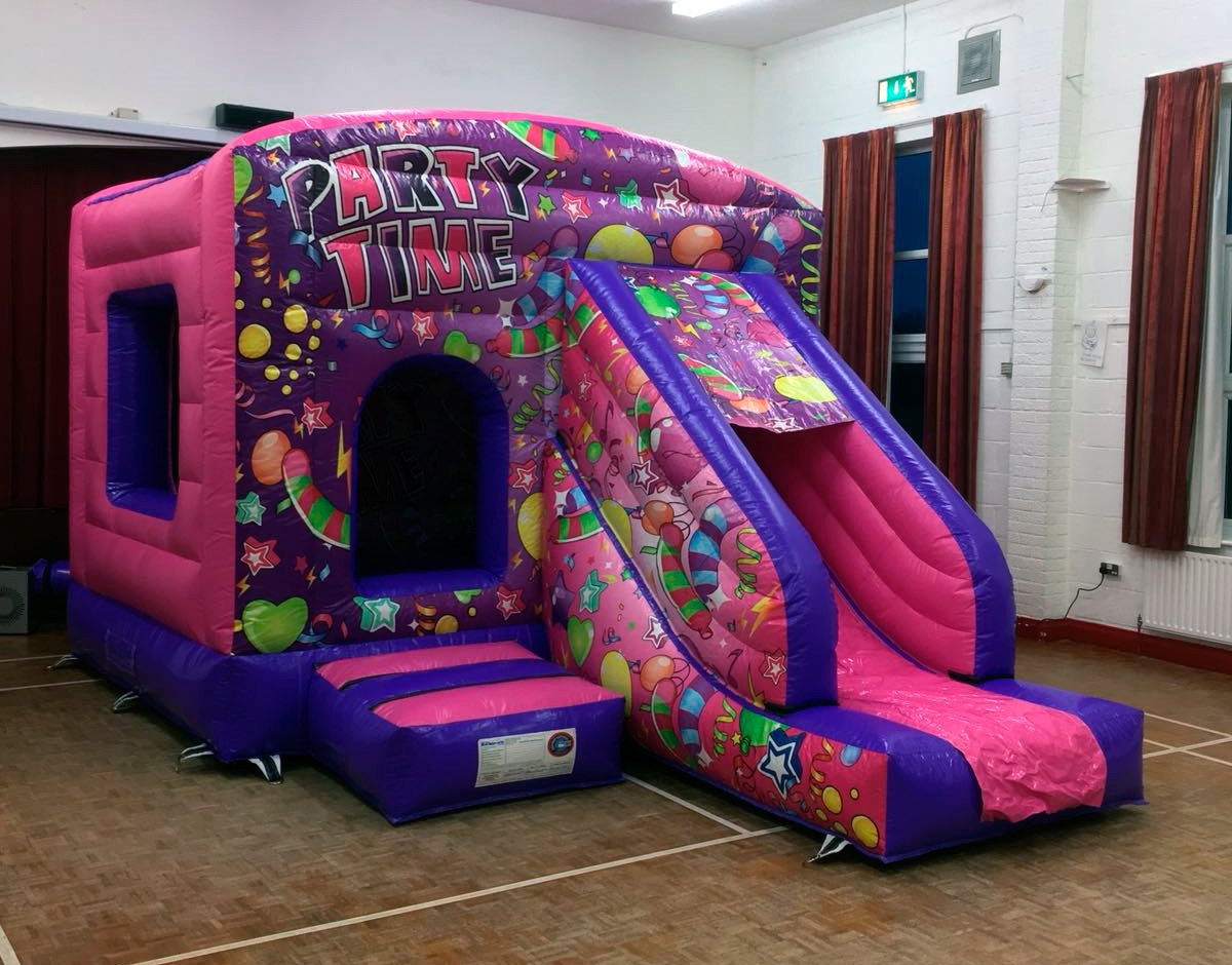 Inflatable Party Time Slide Combo pink/purple - Inflatable, Bouncy ...
