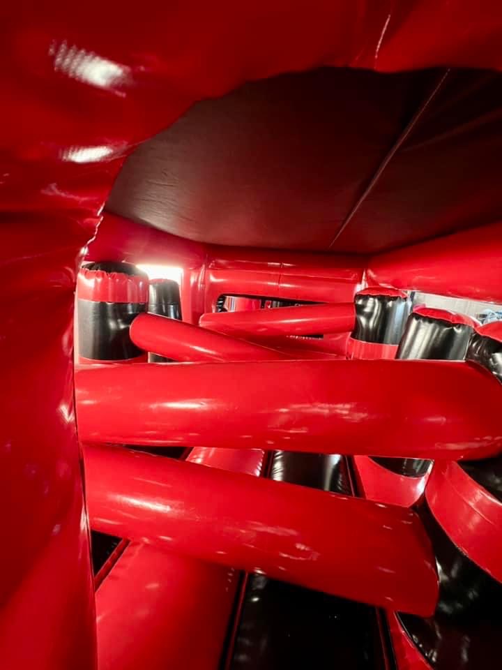 Assault Course Black & Red Inflatable 45ft x 10ft - Bouncy Castle Hire ...