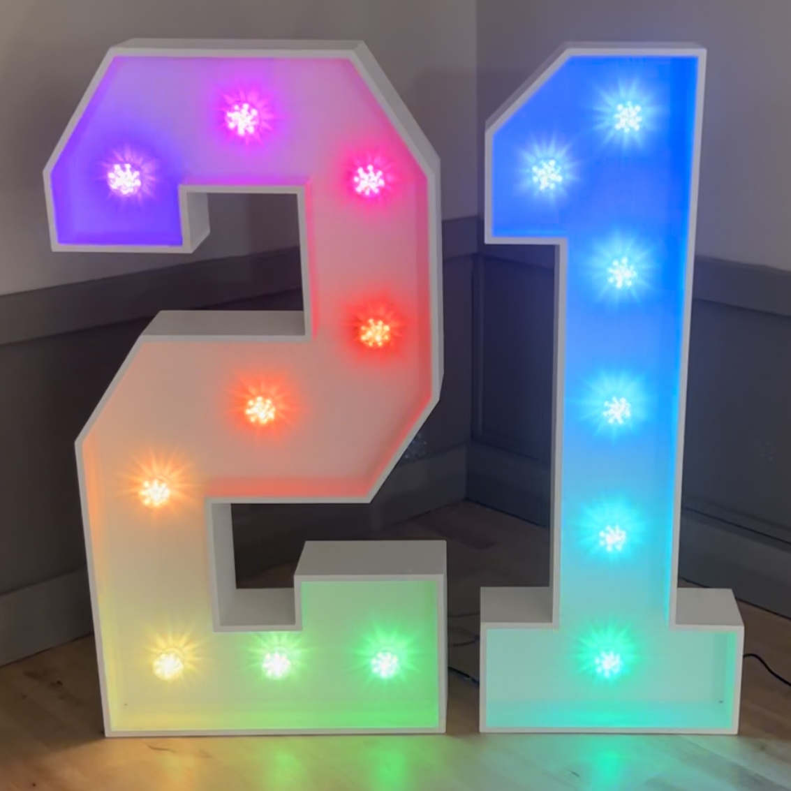 Light-Up LED Numbers 21 - Bouncy Castle Hire in Crowborough, Tunbridge ...