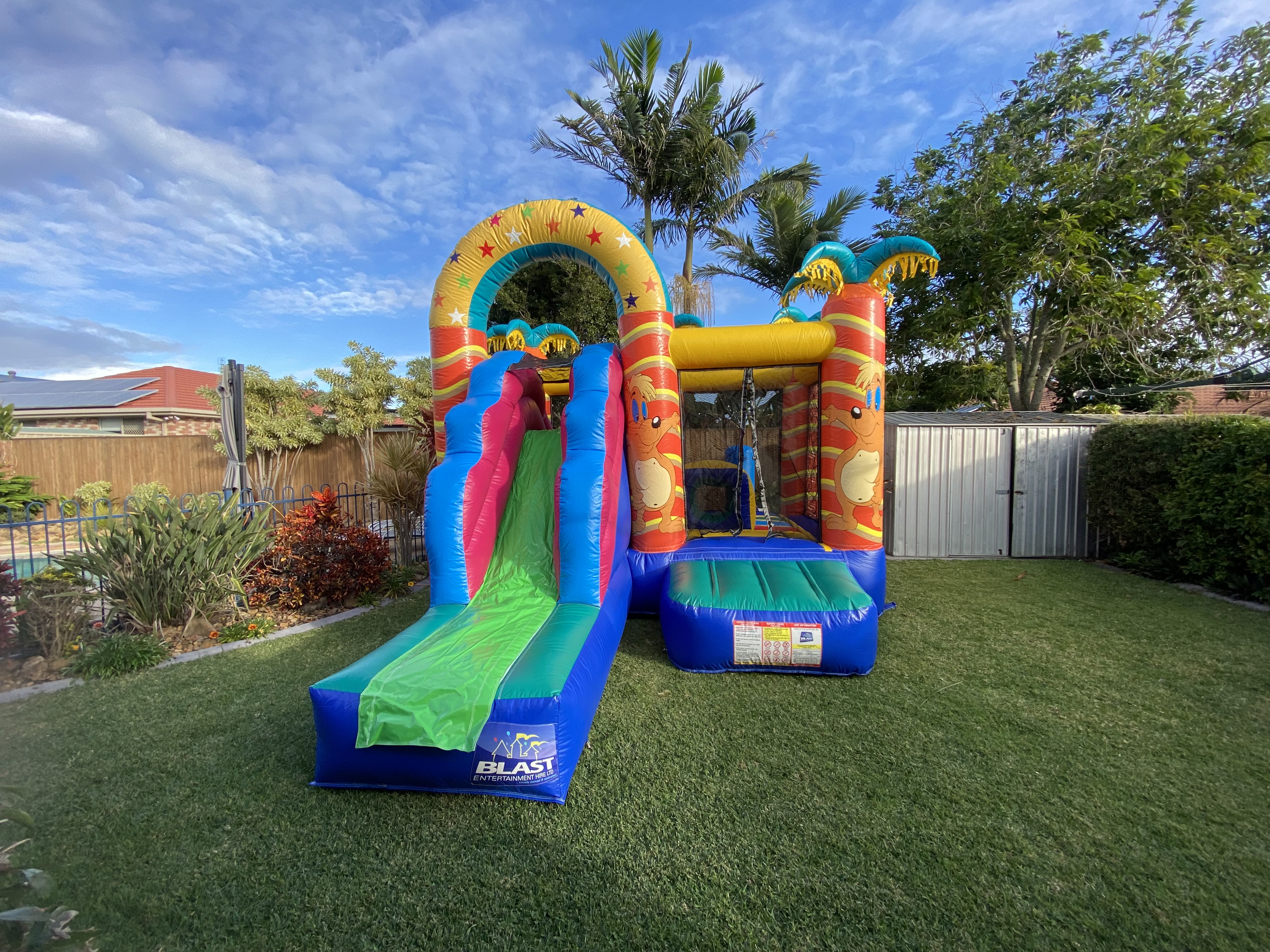 🌴 Tropical Slide & Obstacles - Perfect for smaller yards! - Jumping ...