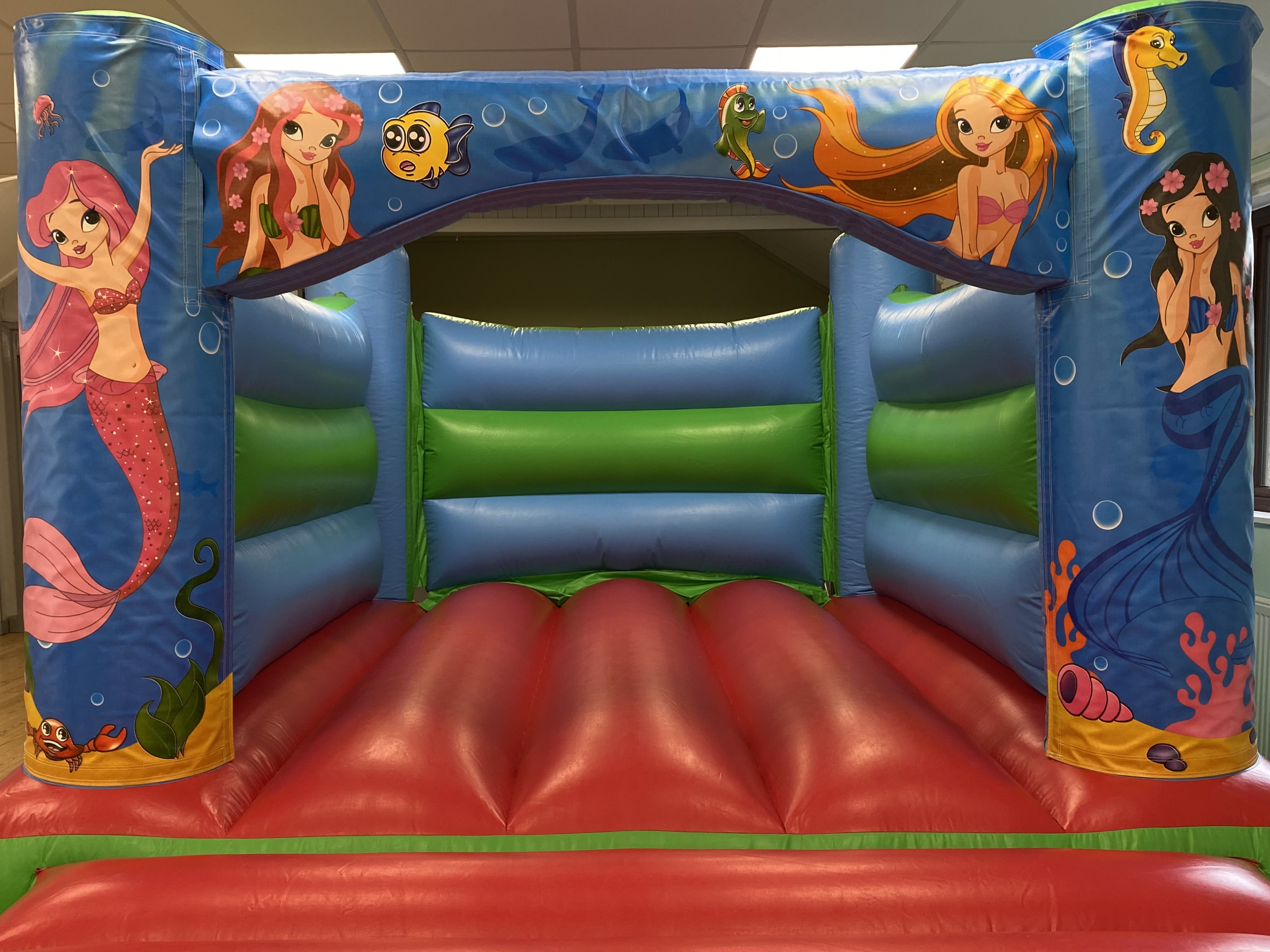 11ft x 15ft Mermaid Red/Blue/Green Low Height Bouncy Castle - Bouncy ...
