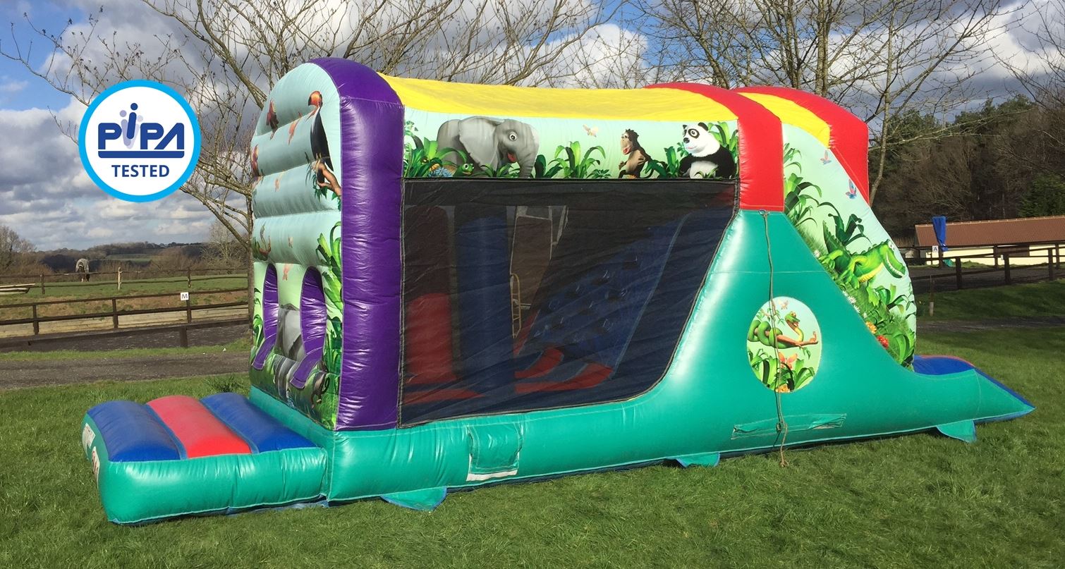 Assault Course Inflatable Jungle themed 30ft x 11ft - Bouncy Castle ...