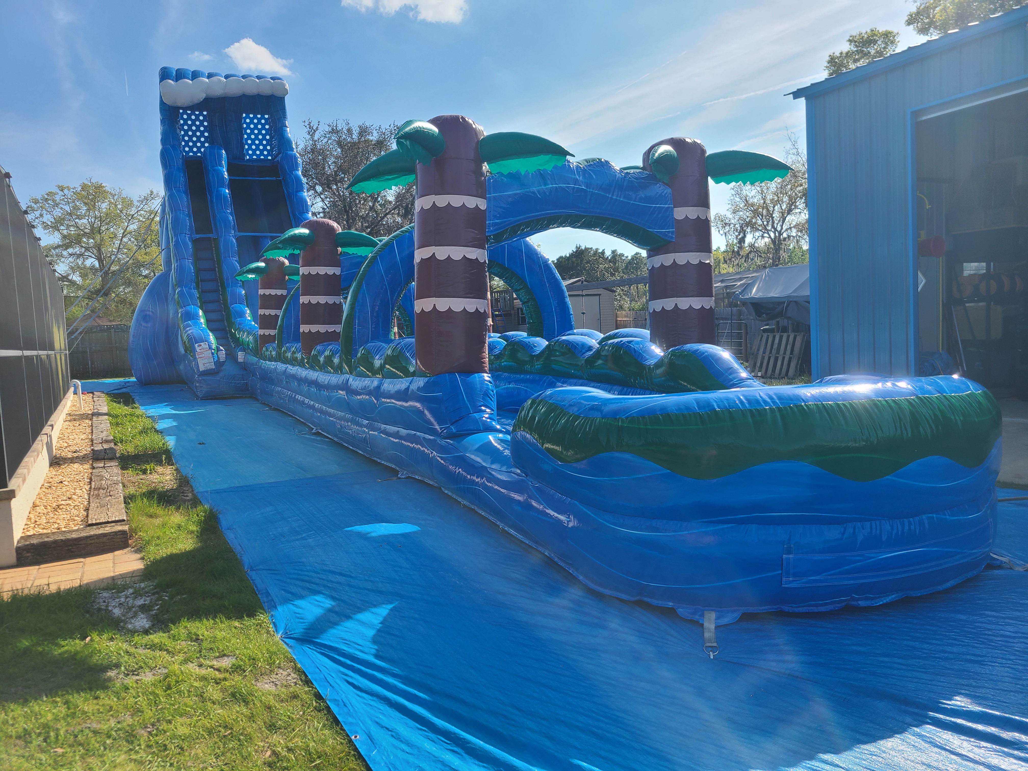 32' Blue Wave Double Lane Slide with Slip and Slide. Priced for the ...