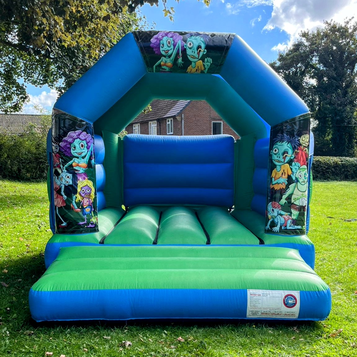Ghoulish Halloween Blue + Green Bouncy Castle - Inflatable, Bouncy ...
