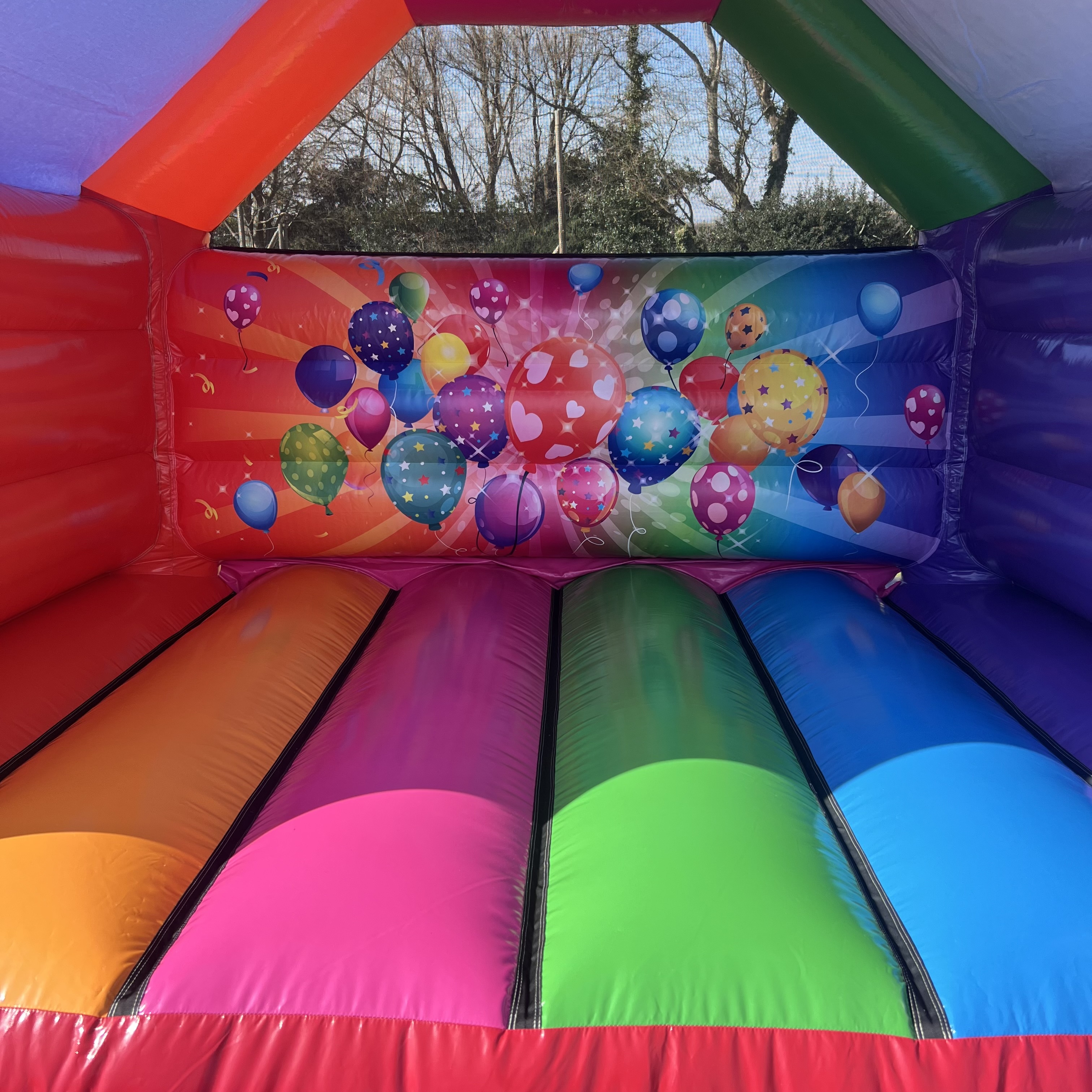 Multi Coloured Party Bouncy Castle + 5ft Platform Slide Package ...