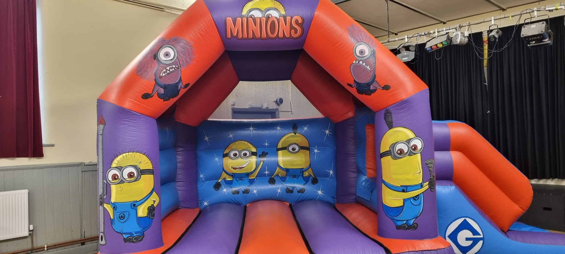 Minions bouncy castle slide combo hire - born 2 Bounce