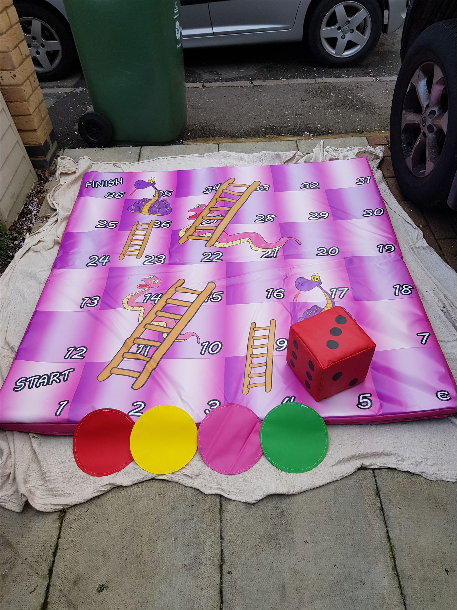 Snakes and Ladders Game with coloured counters. - Bouncy Castle Hire in ...