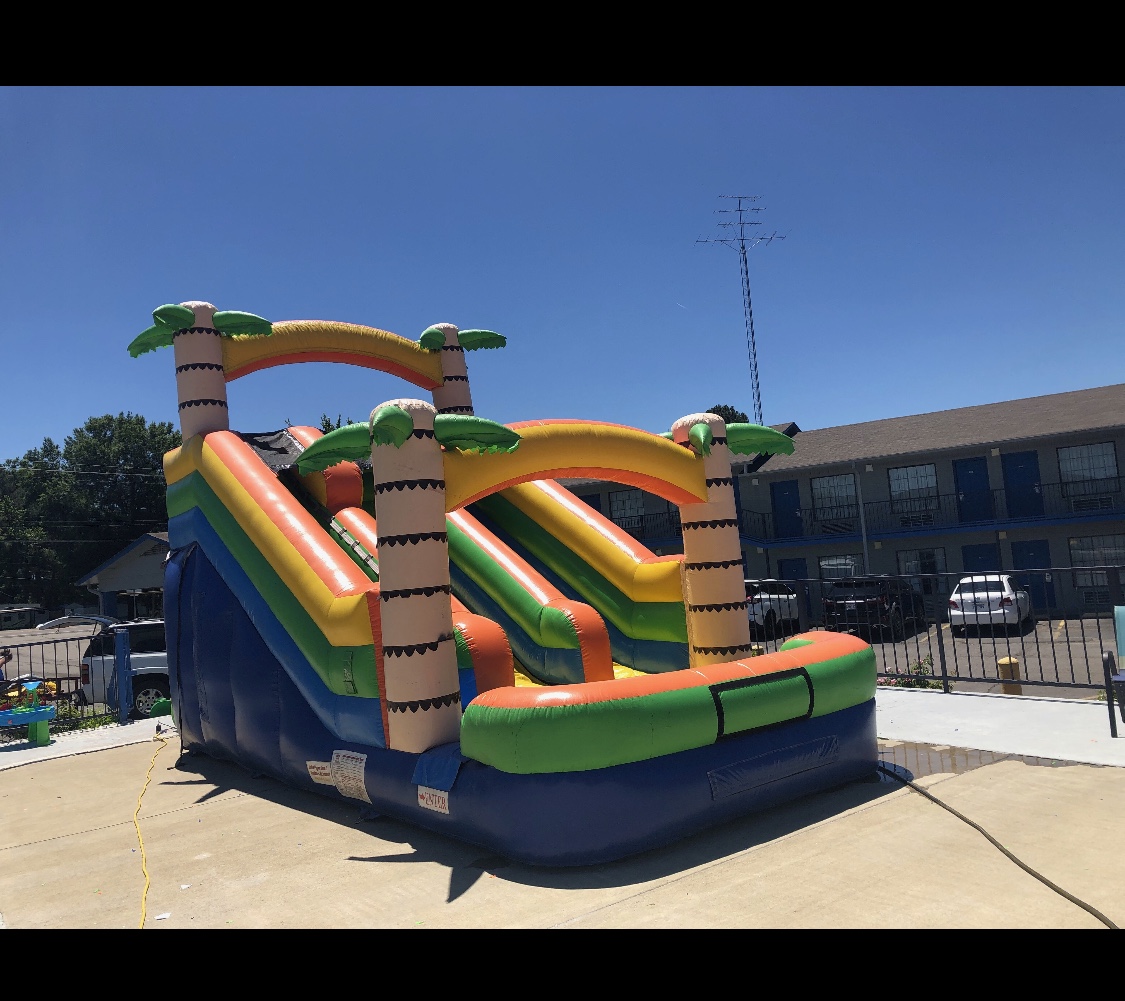ADVENTURE ISLAND DUAL LANE TROPICAL COMPETITIVE SLIDE WET - Inflatable ...