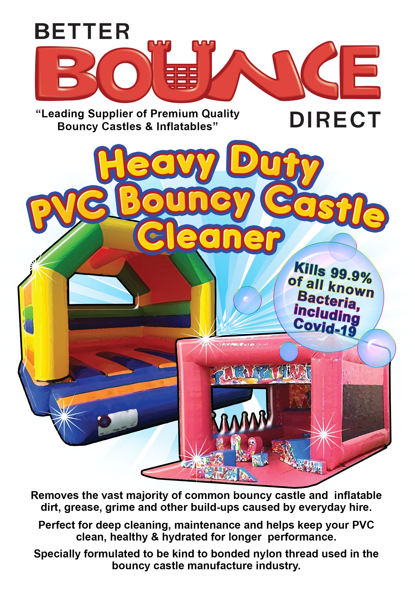BB-010 - Heavy Duty Bouncy castle cleaner - PVC Cleaner - (Makes 50 ...