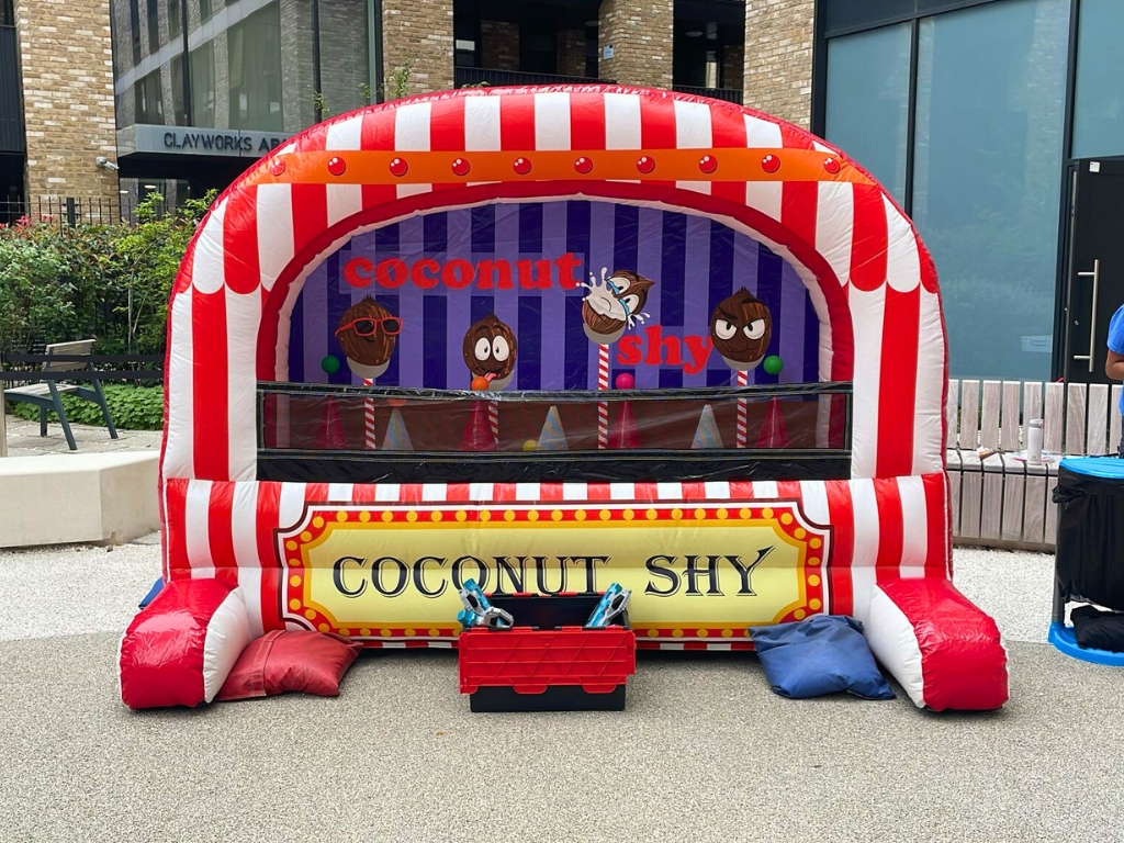 Red + White Inflatable Coconut Shy - Inflatable, Bouncy Castle ...