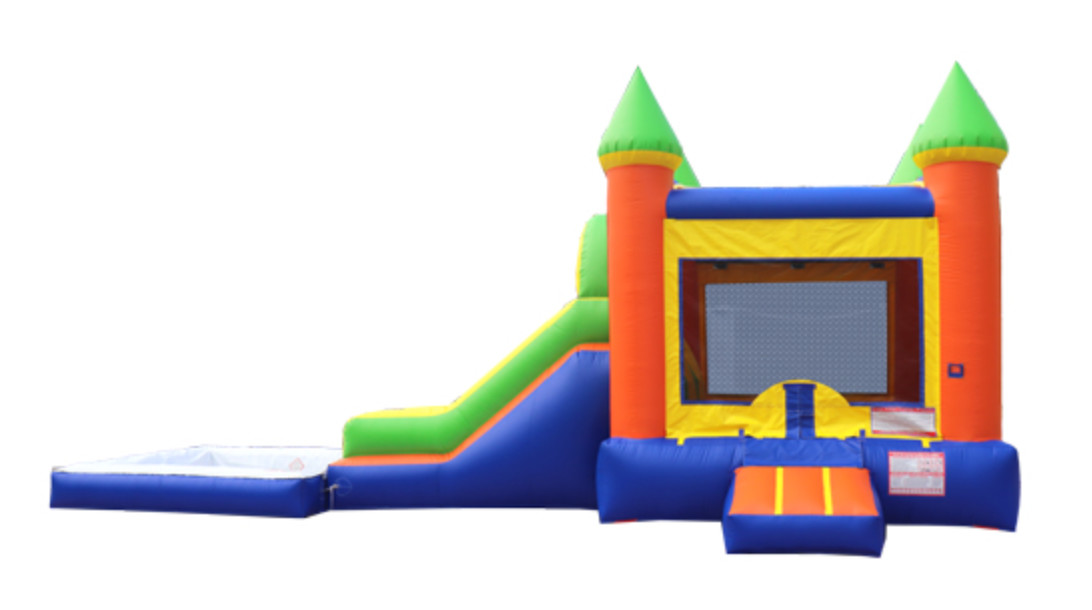 Blue and Orange Moon Bounce Combo Water Slide - Hire in Cecil County ...