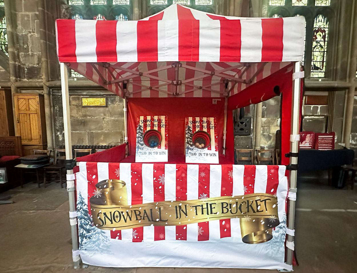 Christmas Side Stall Snow Ball In The Bucket Hire | UK Entertainment