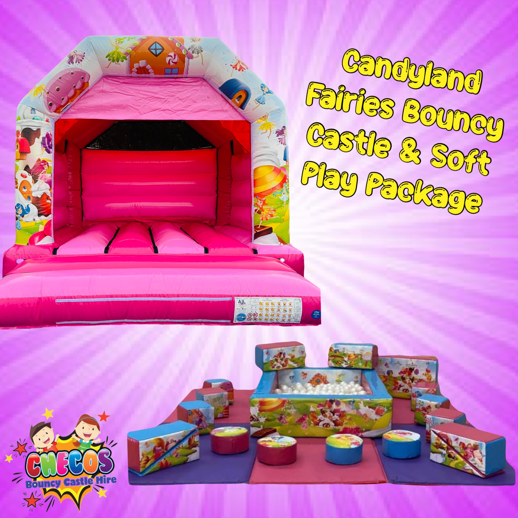 Candyland Fairies Bouncy Castle & Soft Play Package - Bouncy Castle ...