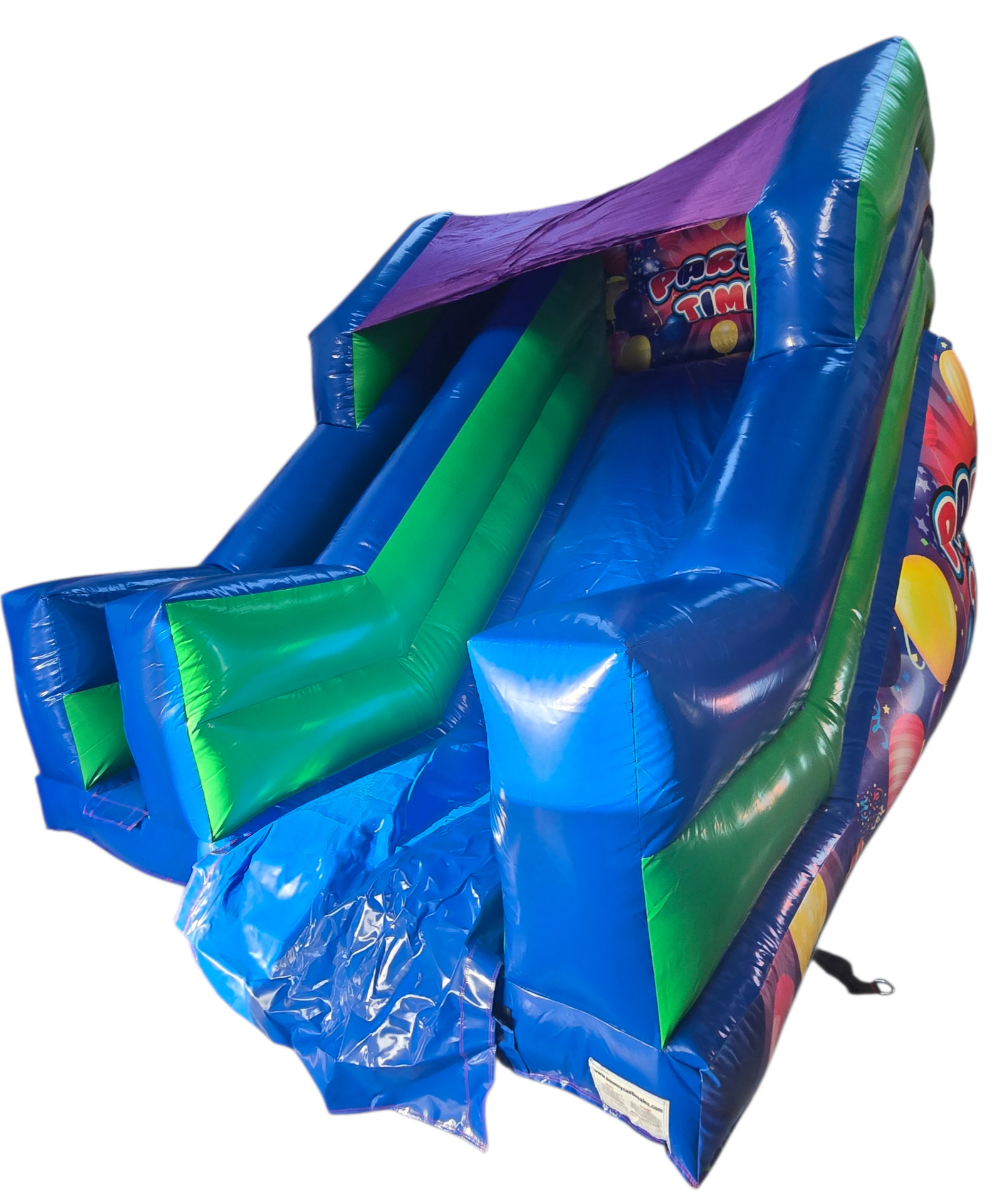 Green and Blue Party Time Slide - 8ft - Bouncy Castle Hire in North ...