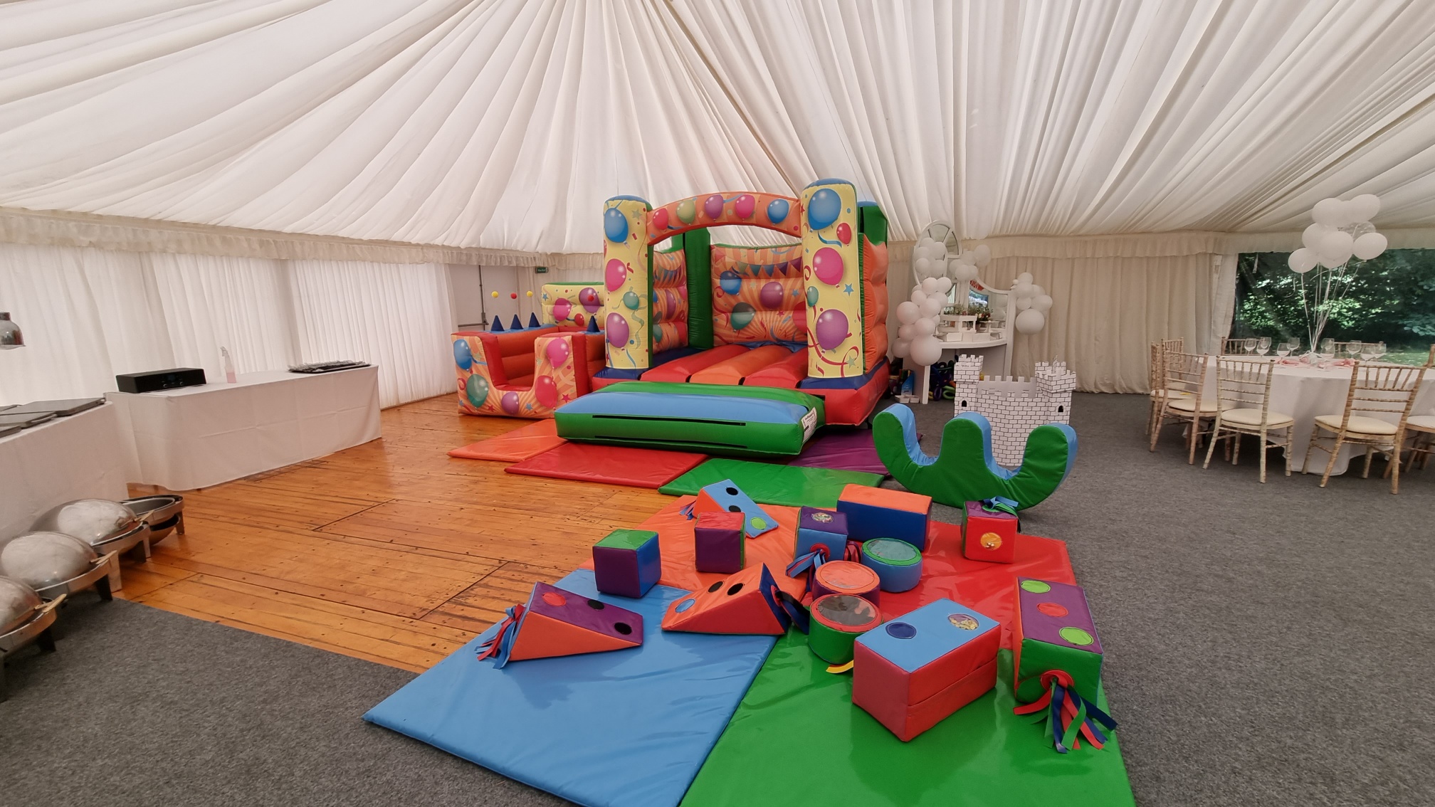 multi-coloured sensory soft play with ball pit and bouncy castle - Hire ...