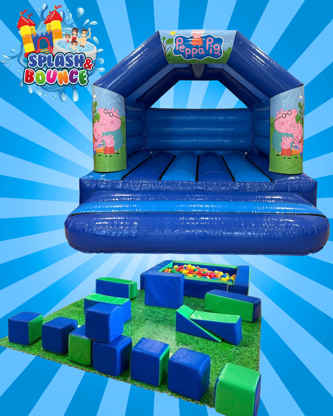 Peppa Pig Party Package Hire | Blue Bouncy Castle | Darlington