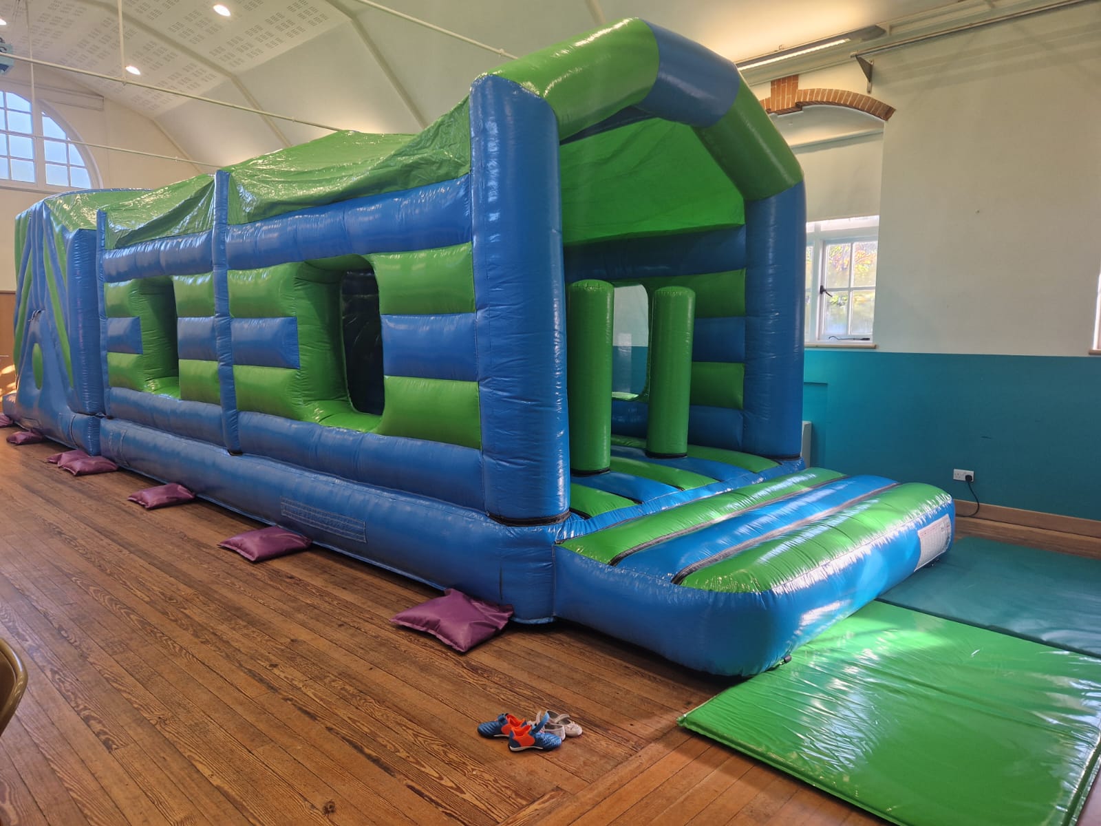 42ft Green & Blue Obstacle Course - Hire in Slough