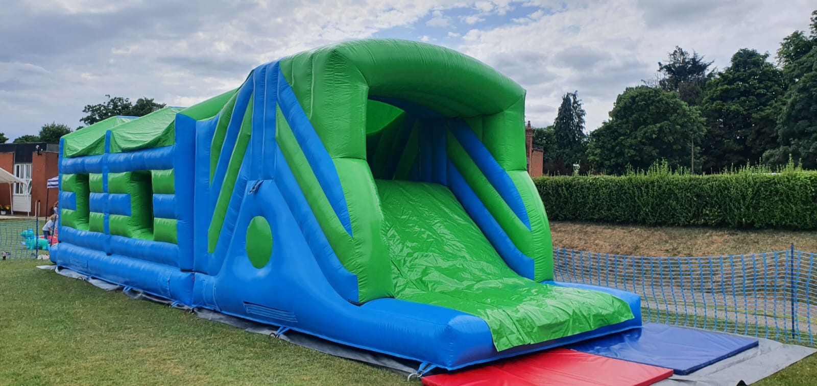 42ft Green & Blue Obstacle Course - Hire in Slough