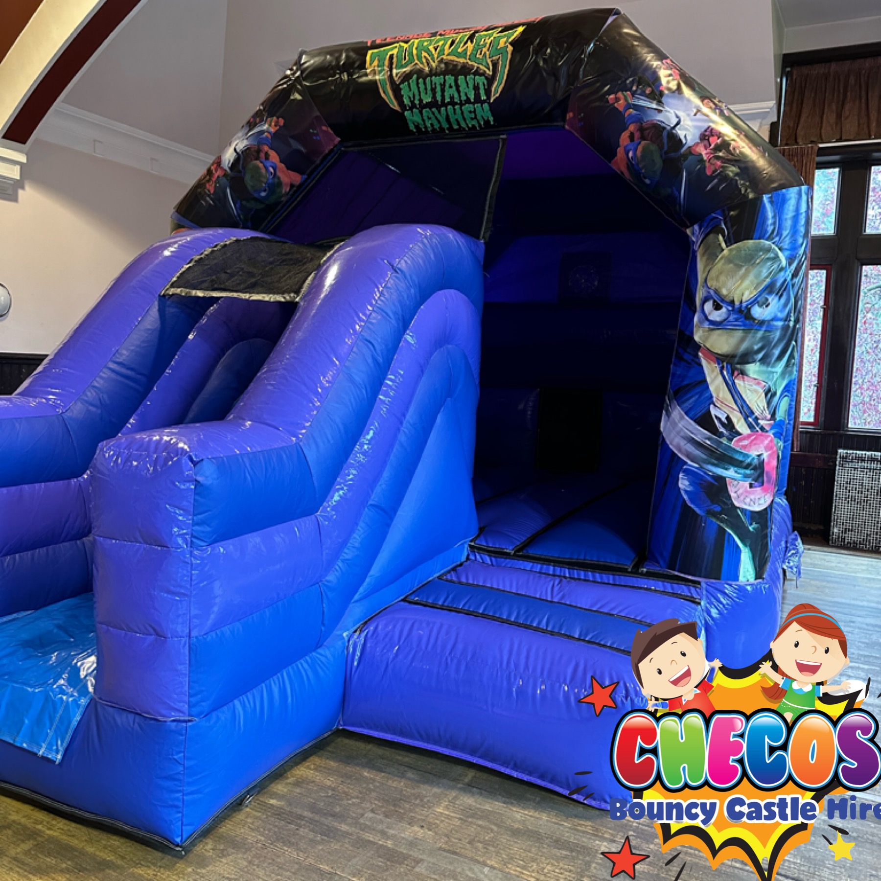 New Ninja Turtles front combo disco bouncy castle - Bouncy Castle Hire ...
