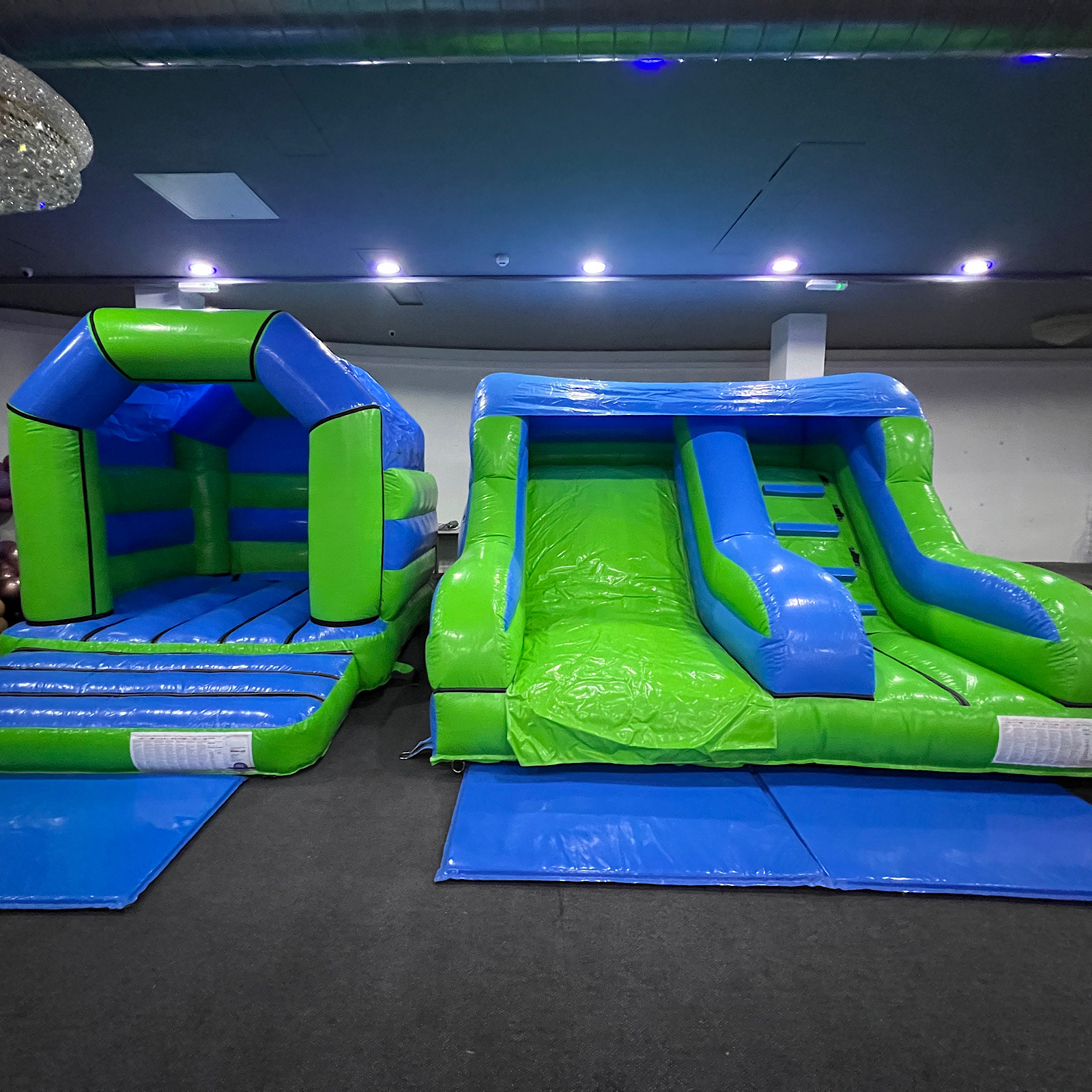 Juniors Slide + Bouncy Castle - Green / Light Blue - Bouncy Castle Hire ...