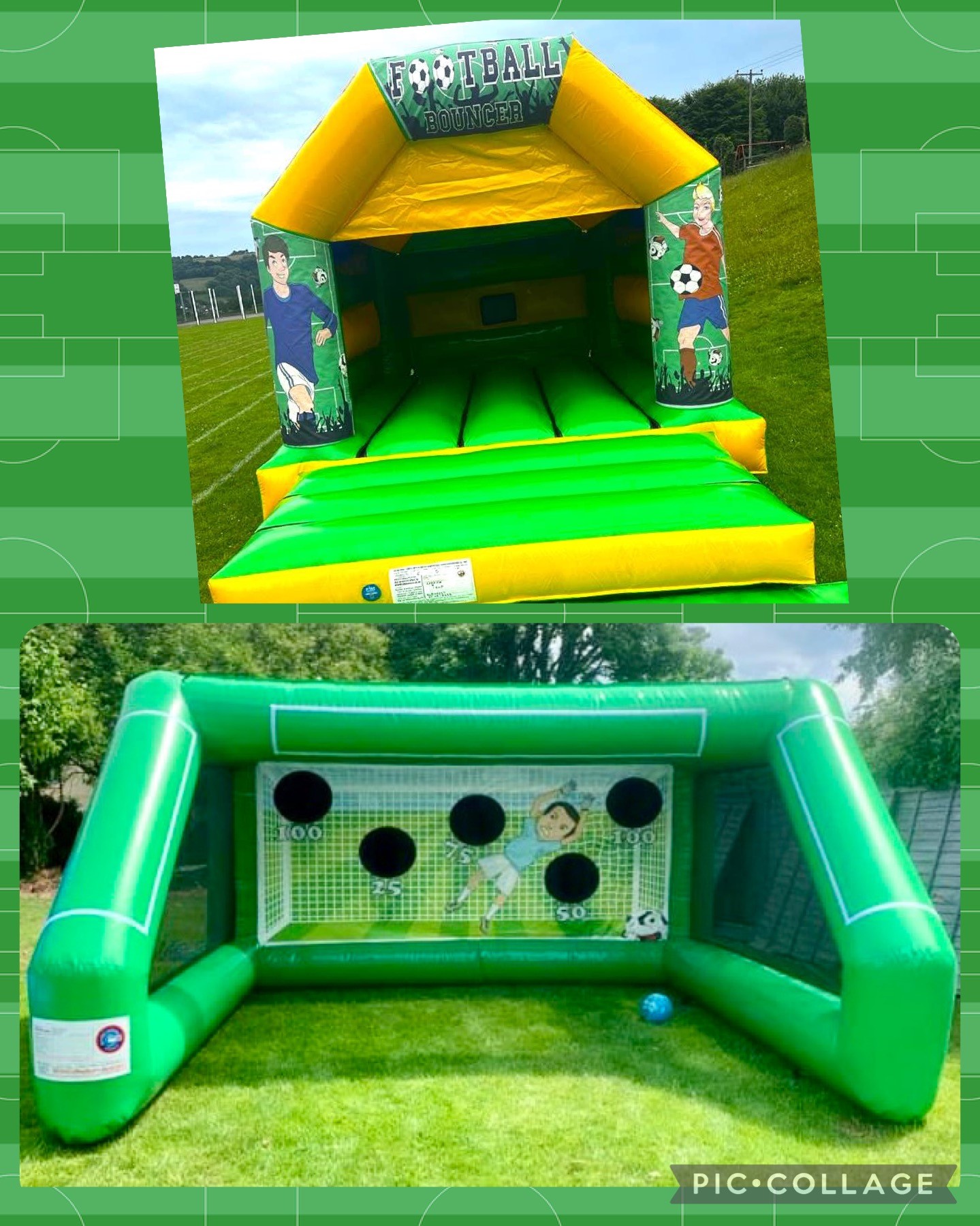 Football theme bouncy castle for hire in Worcestershrie