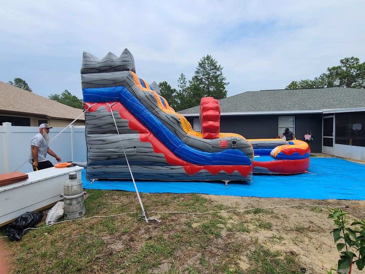 15' Fire Falls Double Lane Inflated Pool Slide - Party and Inflatable ...
