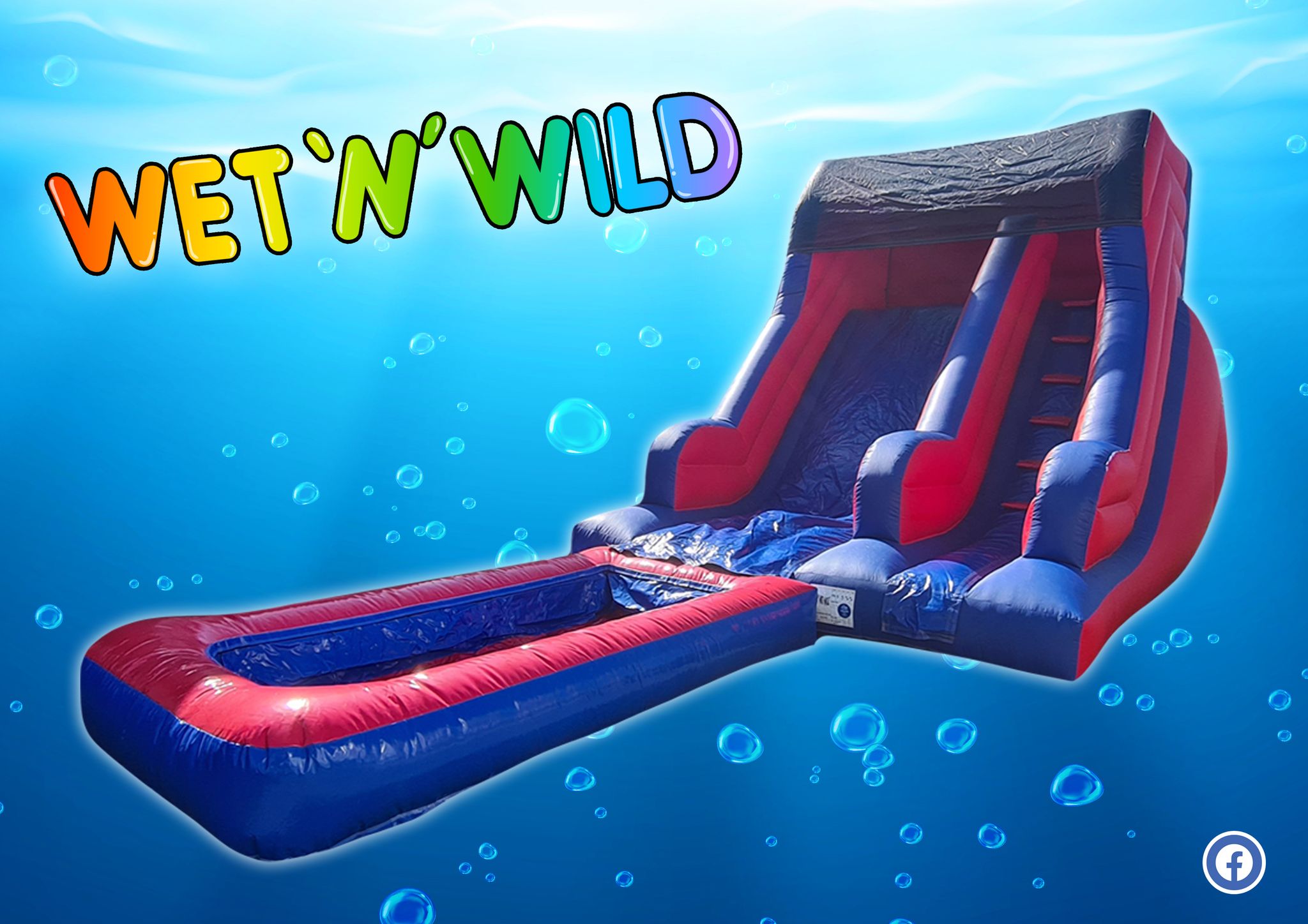 8 Foot Blue Water Slide - Bouncy Castle Hire in Cleveland | Wobbly Wot Notz