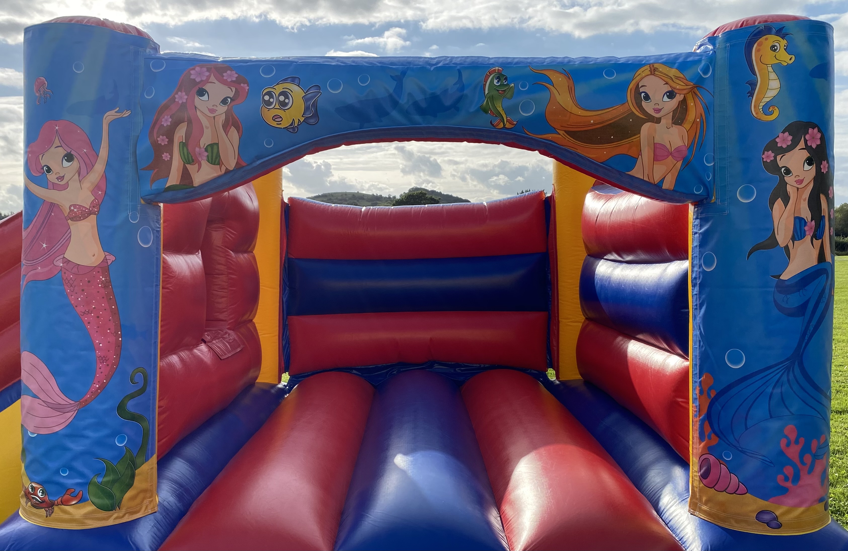 15ft x18ft Mermaids Red/Blue/Yellow Low Height Bounce 'N' Slide Bouncy ...