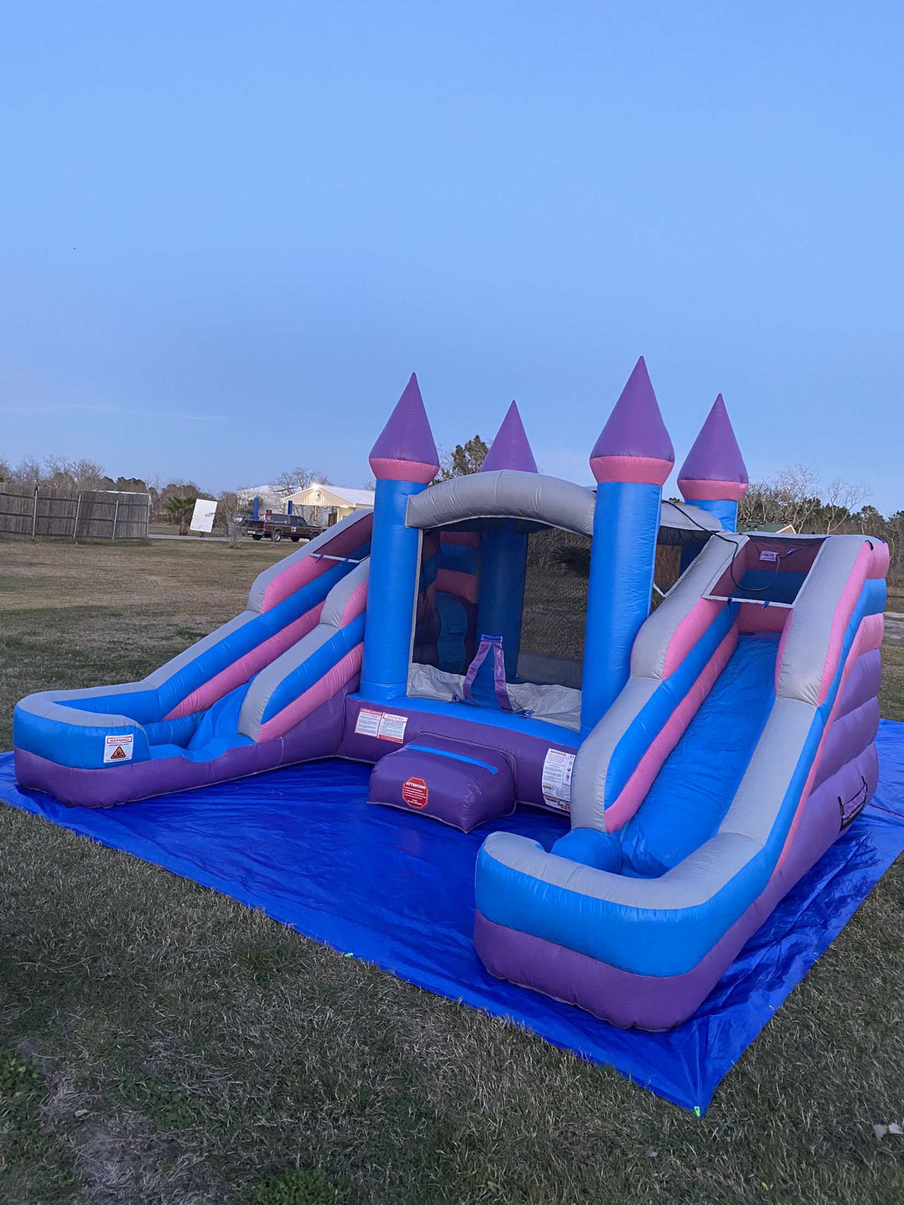 16x15 Girls Multi-Color Dual Lane Wet/Dry Castle Combo with Hoop and 2 ...