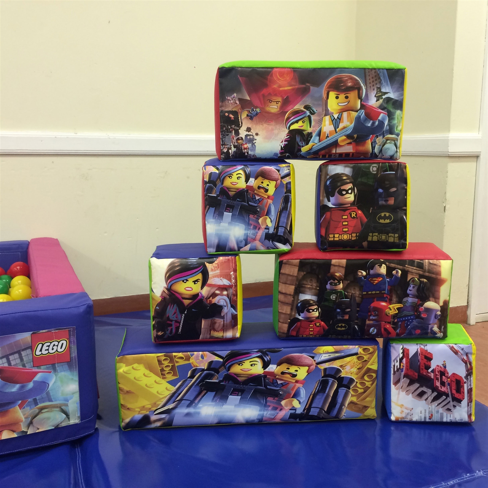 Lego® Themed Soft Play, Ball Pit, and Blue Soft Play Mat - Bouncy ...