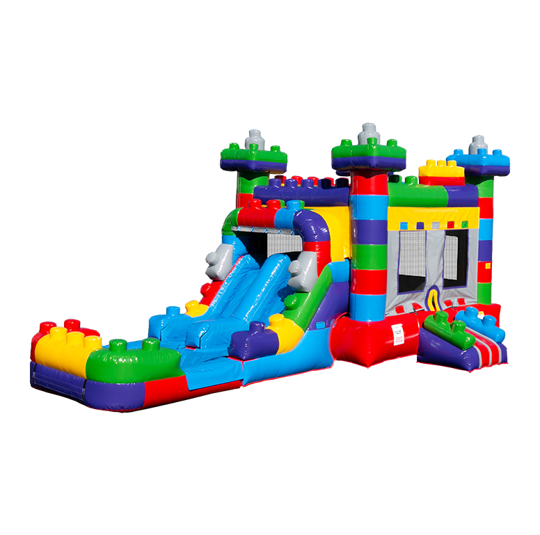 30x15 Mega Blocks Wet/Dry Bounce House Combo with Dual Slide and Hoop ...