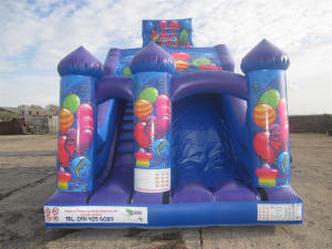 15ft W x 21ft L x 18ft H Blue & Purple Super Slide - Bouncy Castle Hire ...