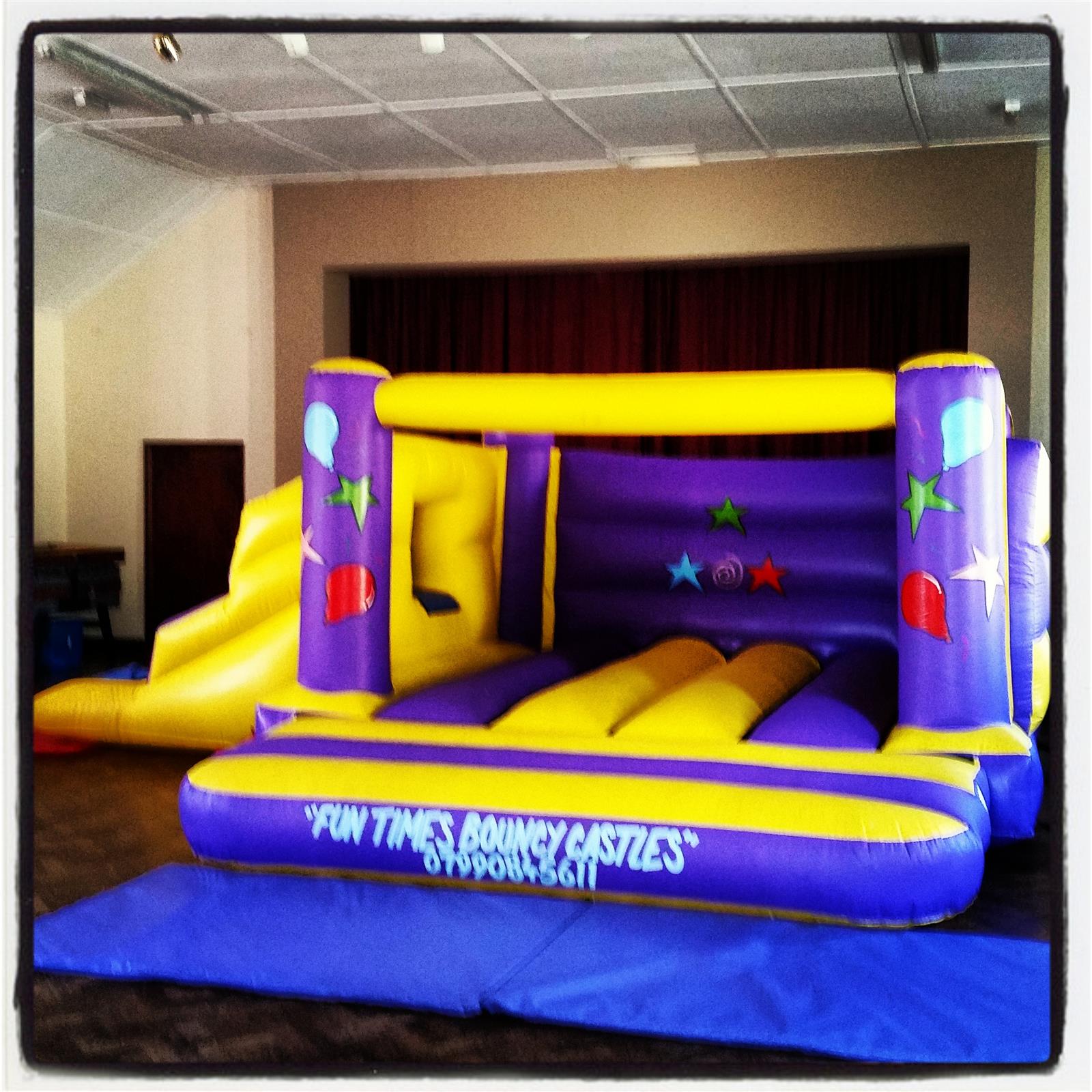 Pink & Yellow Bounce & Slide Bouncy Castle Hire Swansea