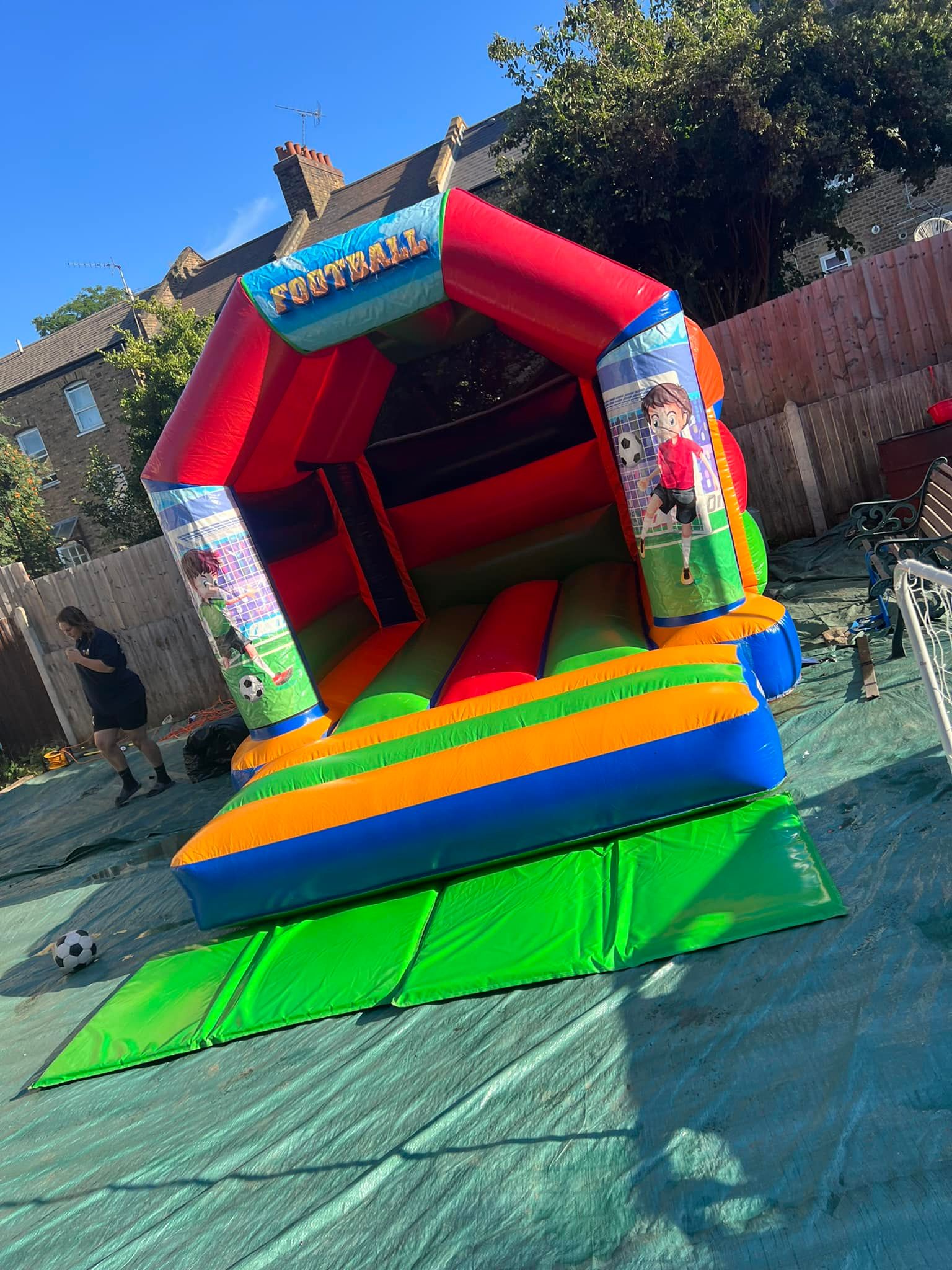 Multi Coloured Football Castle - Inflatables Hire in London, greenwich ...
