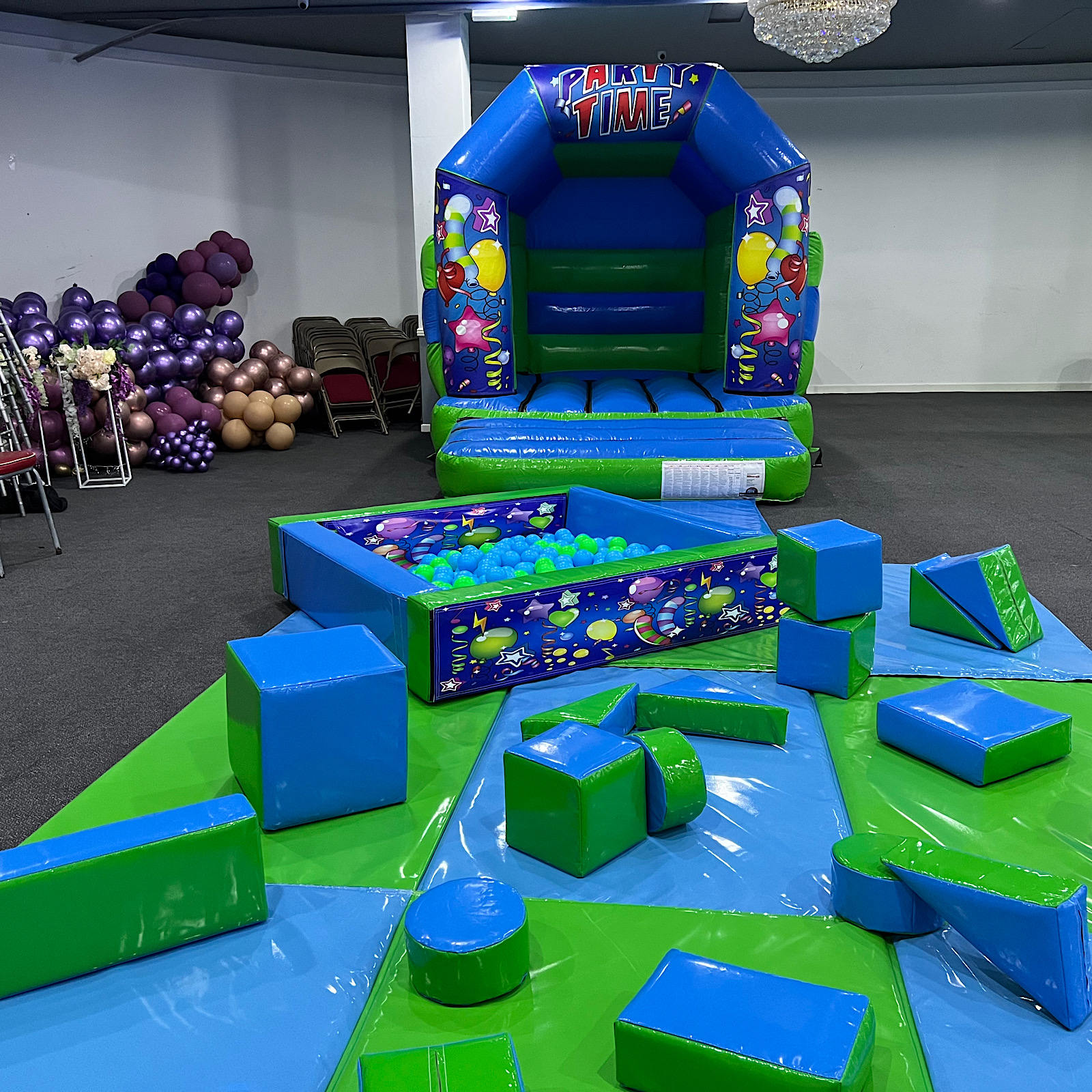 Party Time Soft Play Bouncy Castle Juniors Package - Green / Light Blue ...