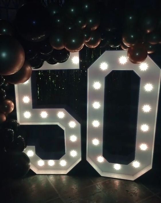 Number 50 Light Numbers 5ft Changeable Colour Lights - Event Hire in ...