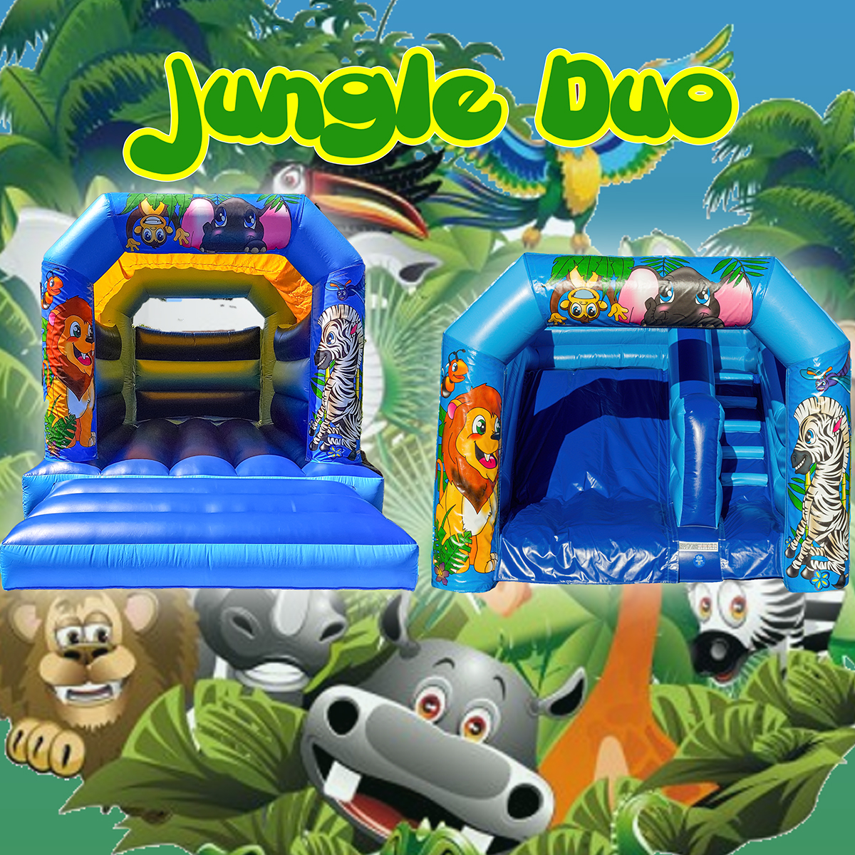 Jungle Duo Bouncy Castle & Slide Package - Bouncy Castle & Soft Play ...