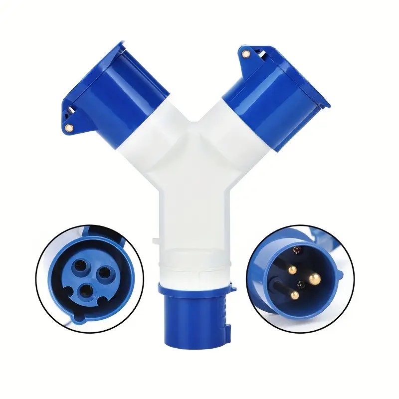 2 Way Splitter 16A 230V 2P+E - Durable Power Adapter for Caravans